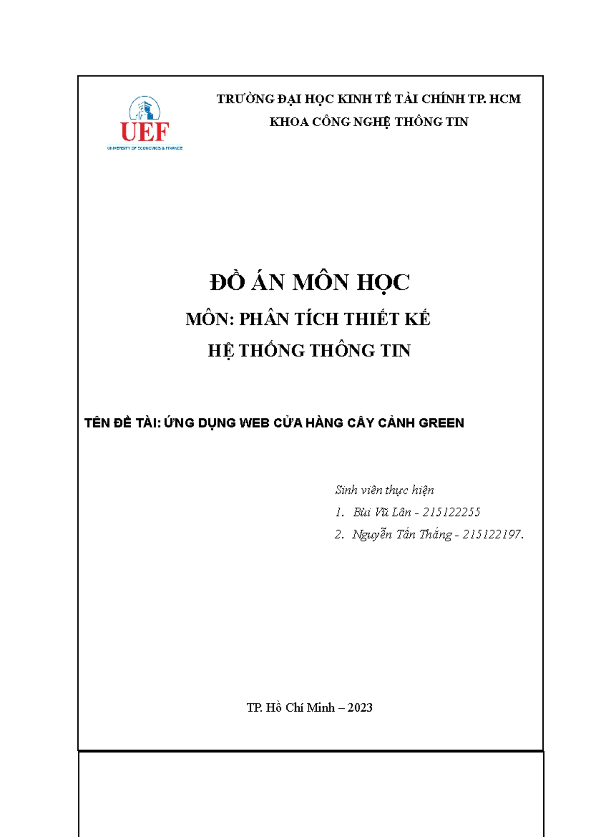 A06 G1C - adfadf - TRƯỜNG ĐẠI HỌC KINH TẾ TÀI CHÍNH TP. HCM KHOA CÔNG ...