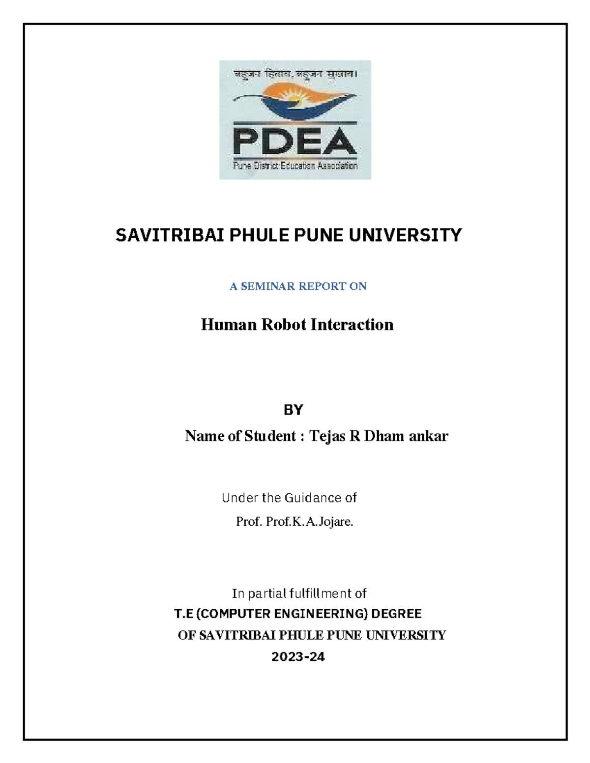 Tejas new pdf.pdf - Computer engineering - SAVITRIBAI PHULE PUNE ...
