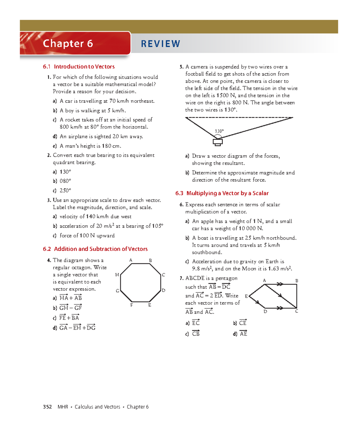 Chapter 6 Review - 352 MHR • Calculus and Vectors • Chapter 6 Chapter 6 ...