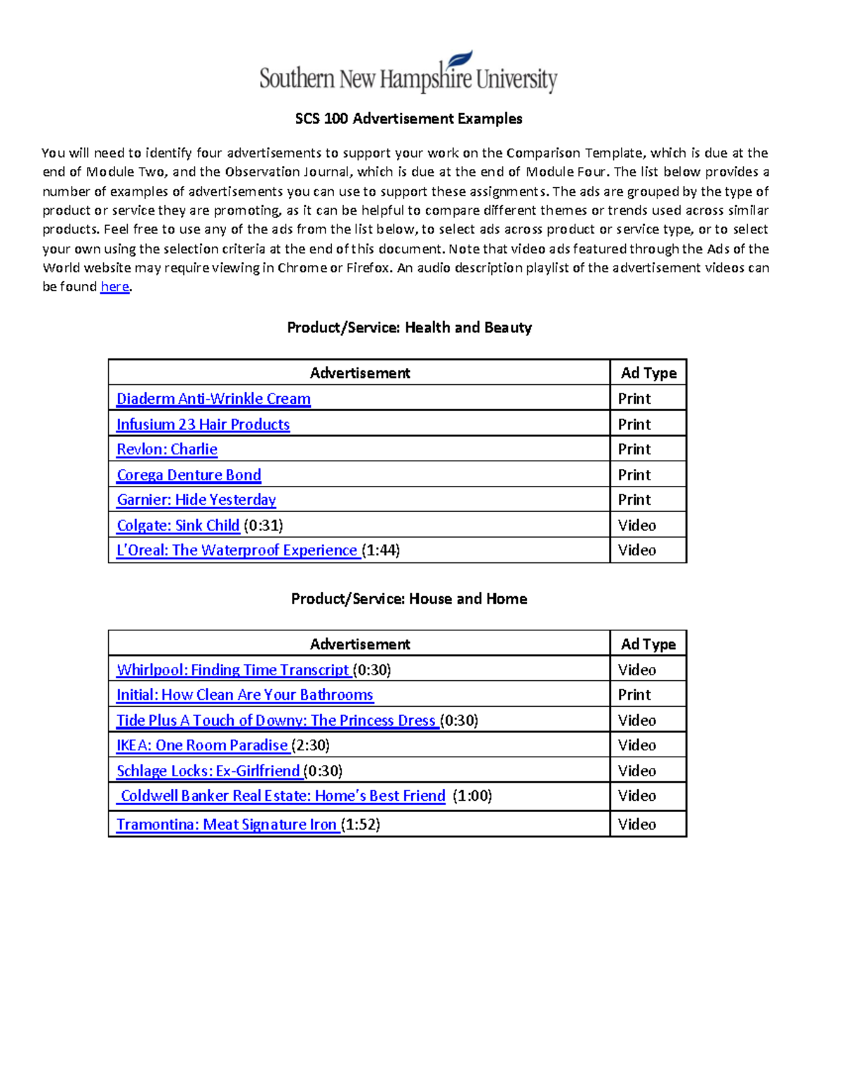 SCS 100 Advertisement Examples - SCS 100 Advertisement Examples You ...