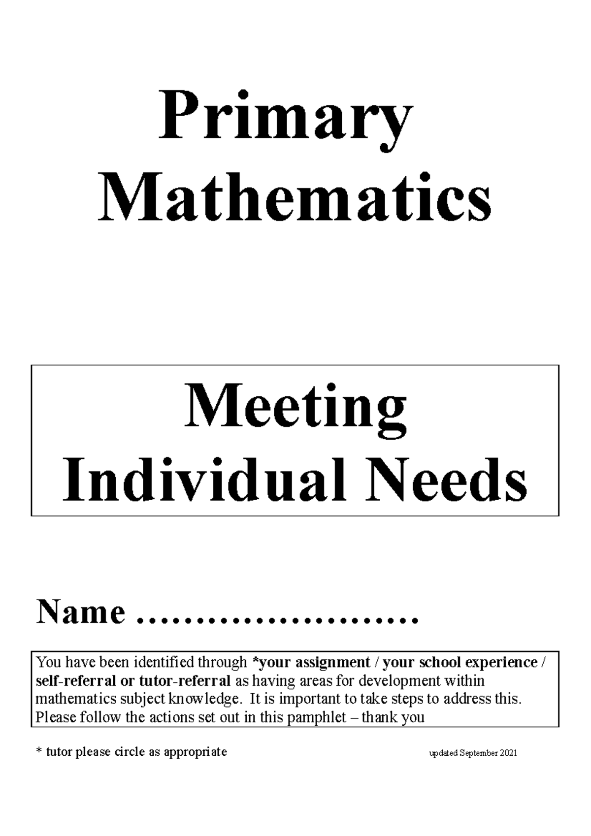 Meeting Individual Needs Pamphlet updated September 2021 - Primary ...