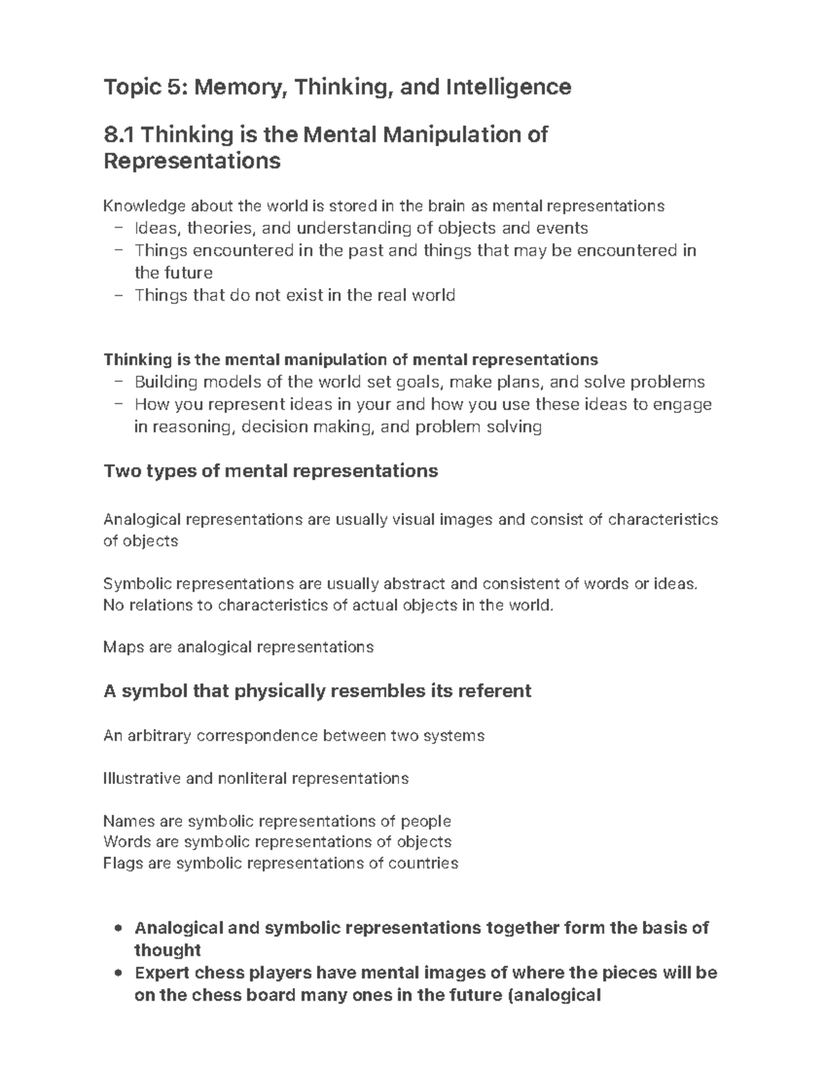 Topic 5: Memory, Thinking, and Intelligence - No relations to ...