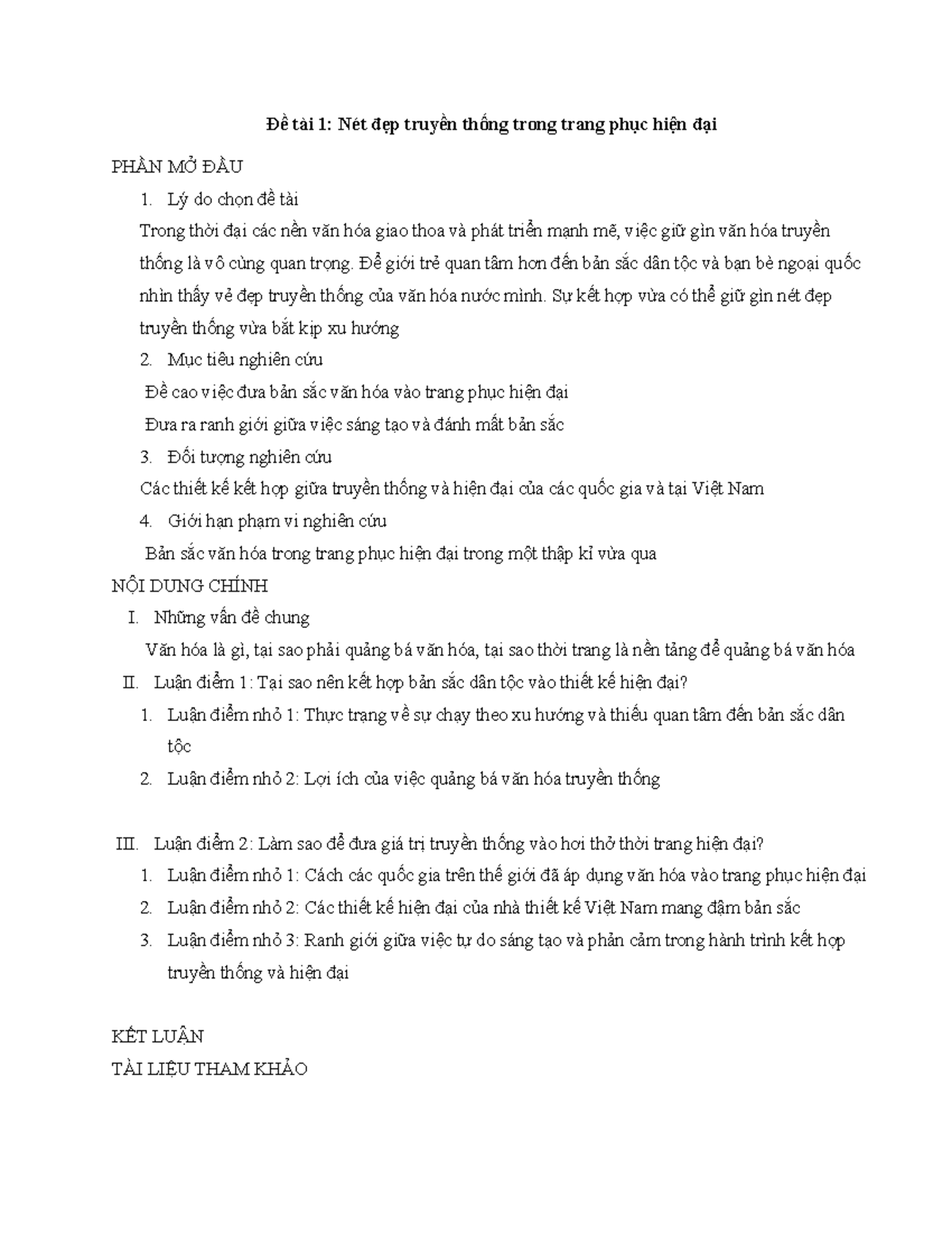 ĐỀ TÀI Nghiên CỨU - Đề tài - Đề tài 1: Nét đẹp truyền thống trong trang ...