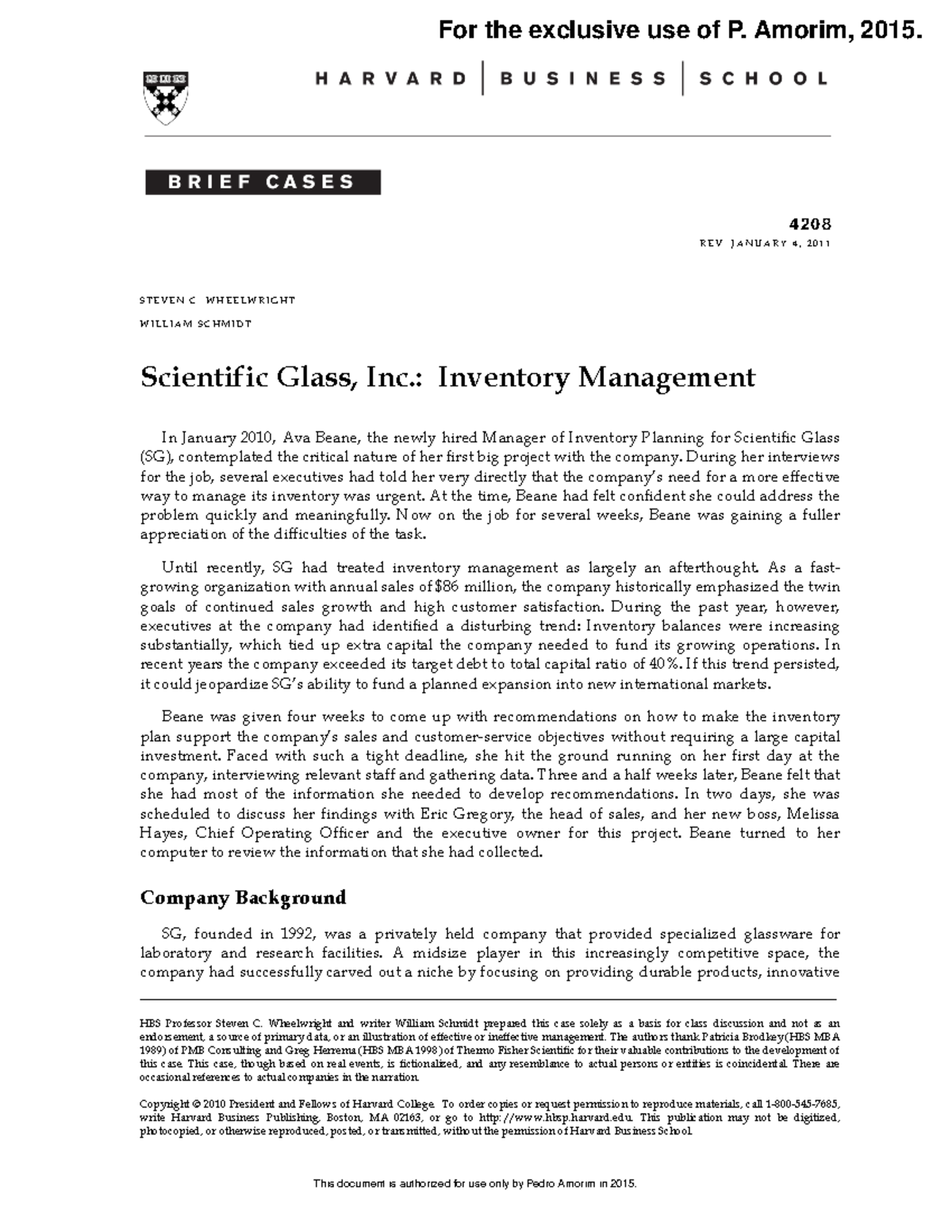 Scientific Glass Inventory Management - - Studocu