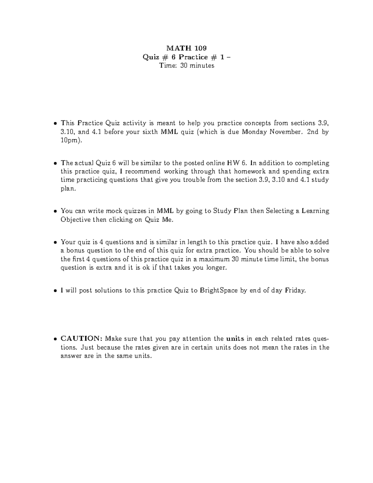 Math 109 Practice Quiz VI Solutions - MATH 109 Quiz # 6 Practice # 1 ...