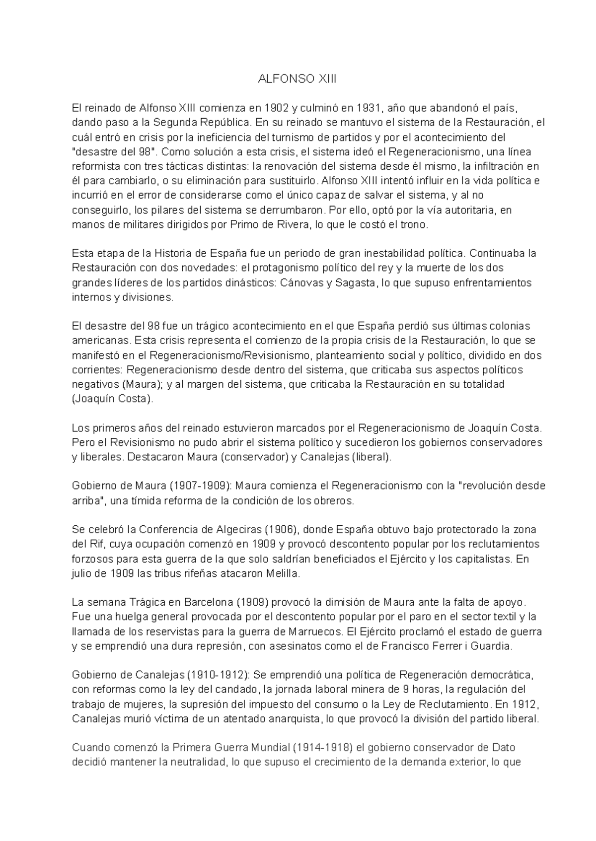 TEMA 13 Alfonso XIII - son muy buenos - ALFONSO XIII El reinado de ...