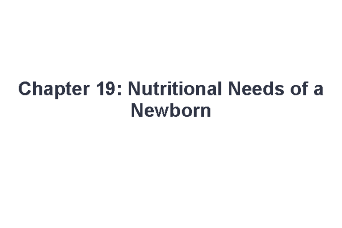 Chapter 19Maternal and Child Health Nursing - Chapter 19: Nutritional ...