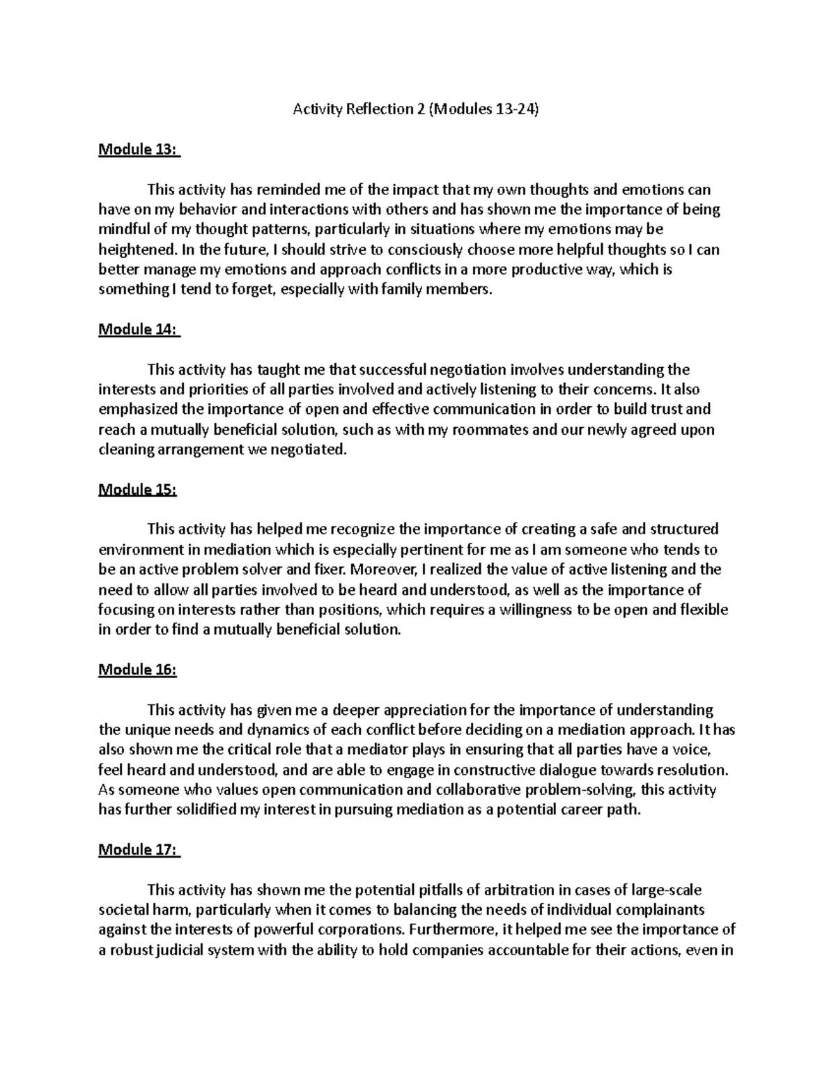 Activity Reflection 2 - n/a - Activity Reflection 2 (Modules 13-24 ...