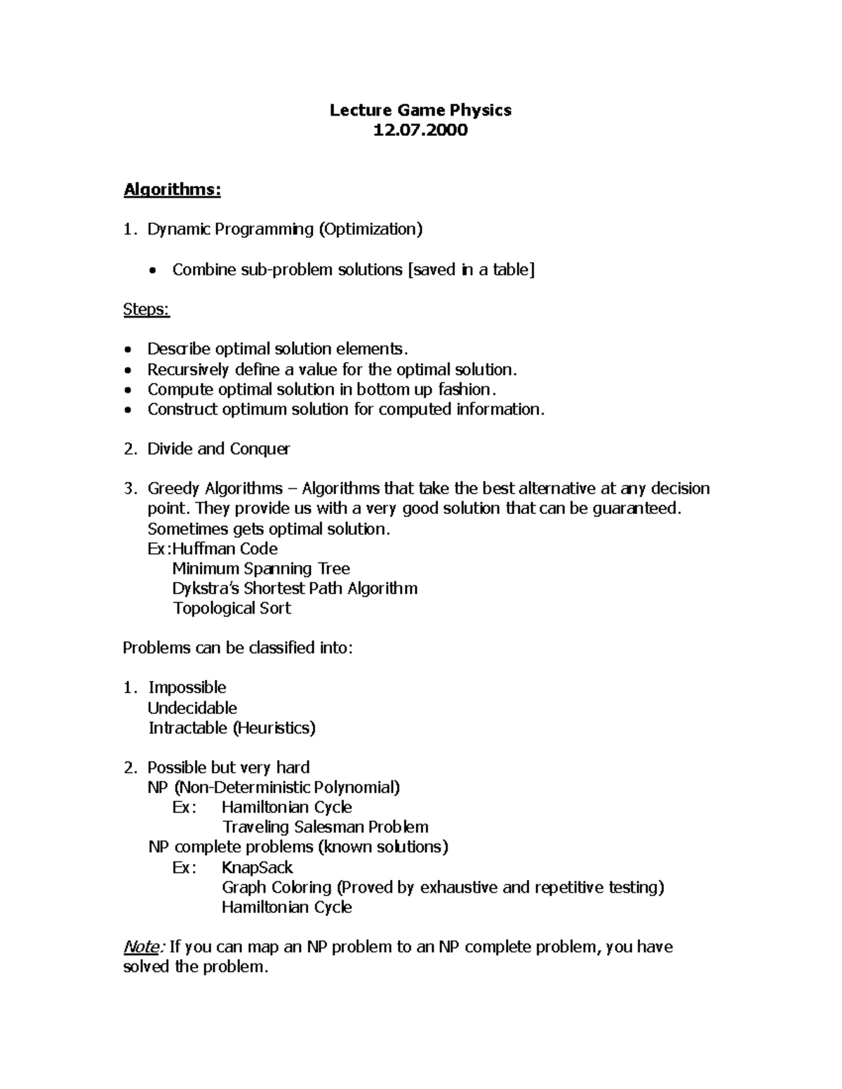 Alg-des - Alg-des - Lecture Game Physics 12. Algorithms: Dynamic ... Alg-des - Alg-des - Lecture Game Physics 12. Algorithms: Dynamic ...