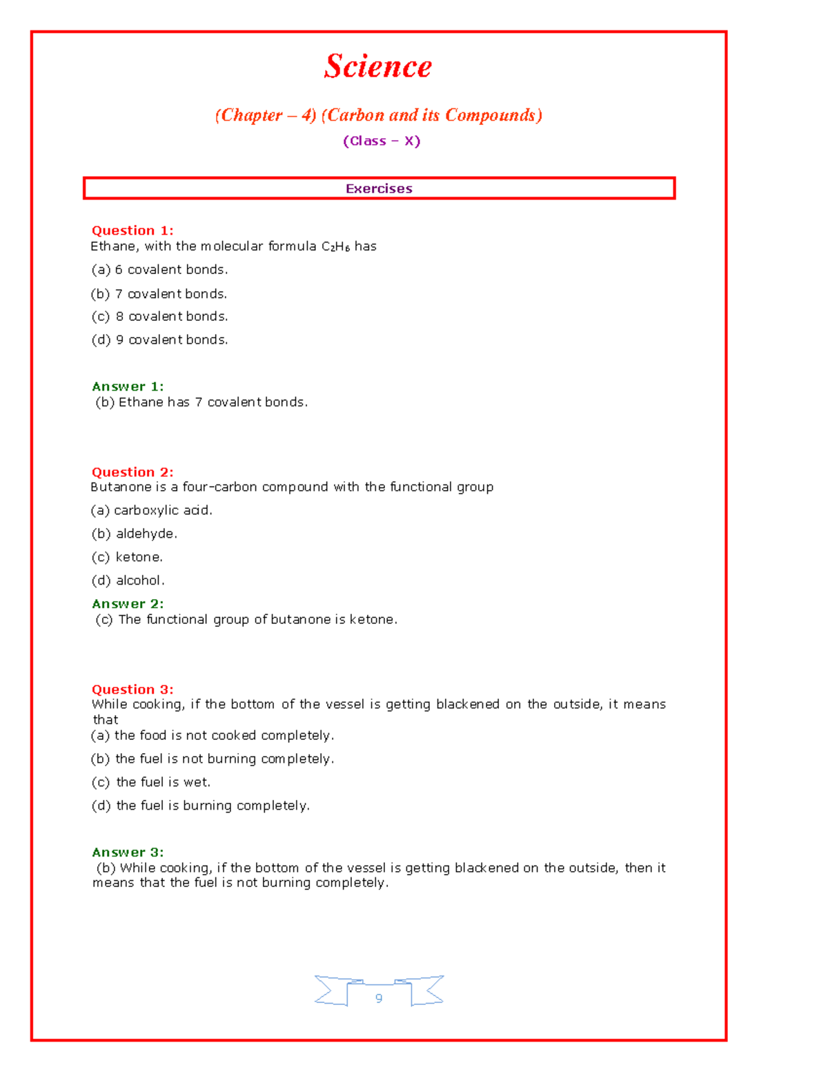 Q A of chapter 4[Class X] - Science (Chapter – 4) (Carbon and its ...