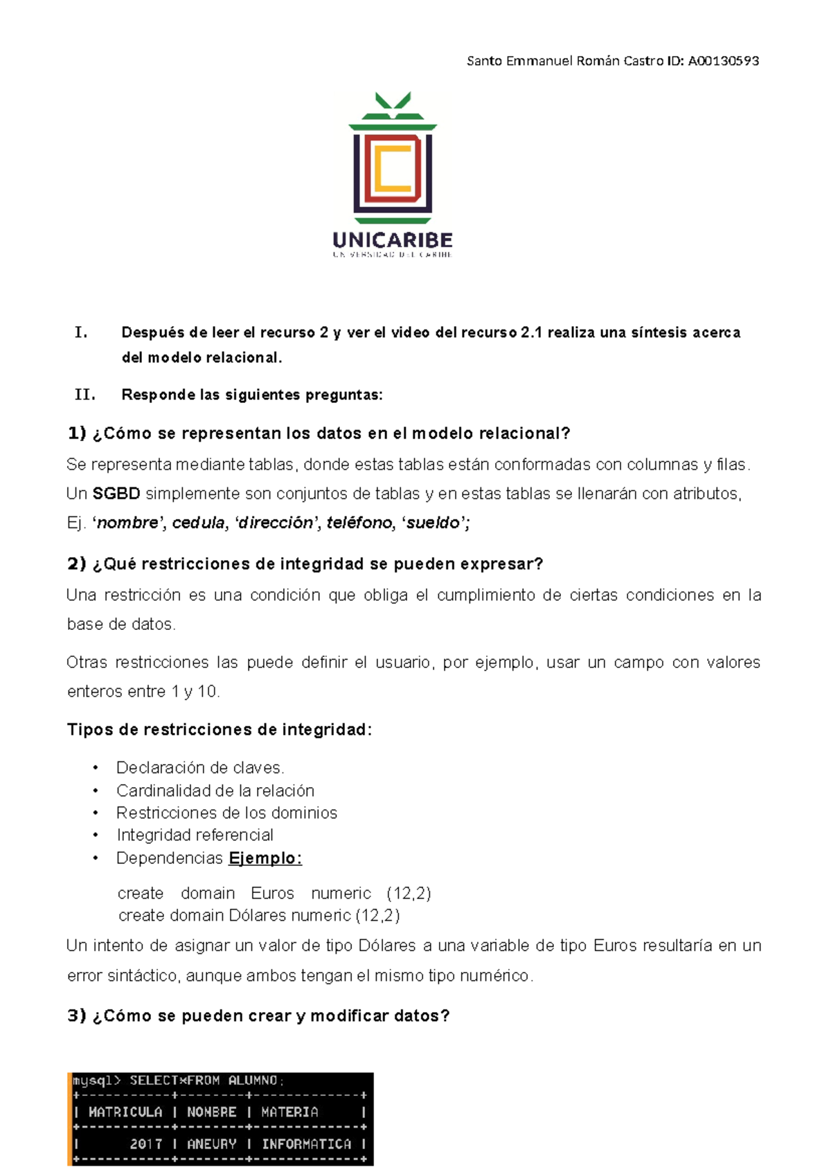 Roman Castro Santo Emmanuel-Modelo Relacional - Santo Emmanuel Román ...