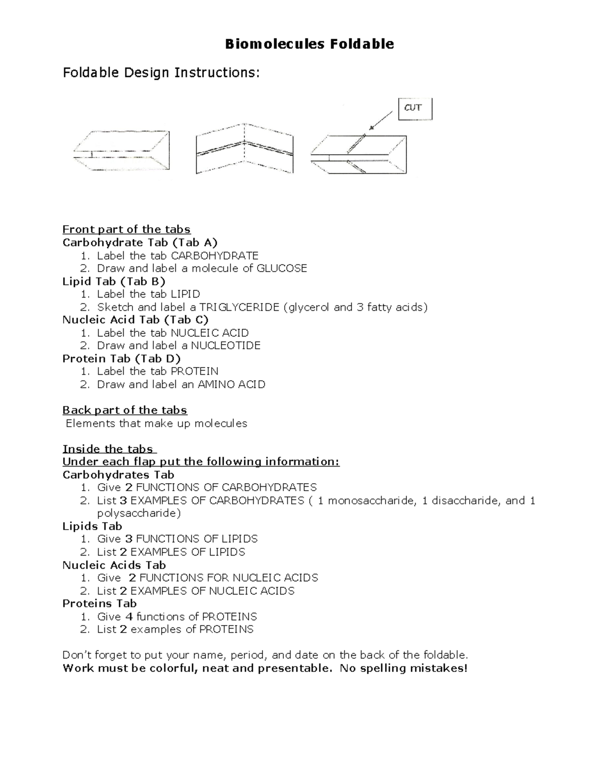 Biomolecules Foldable - Biomolecules Foldable Foldable Design ...