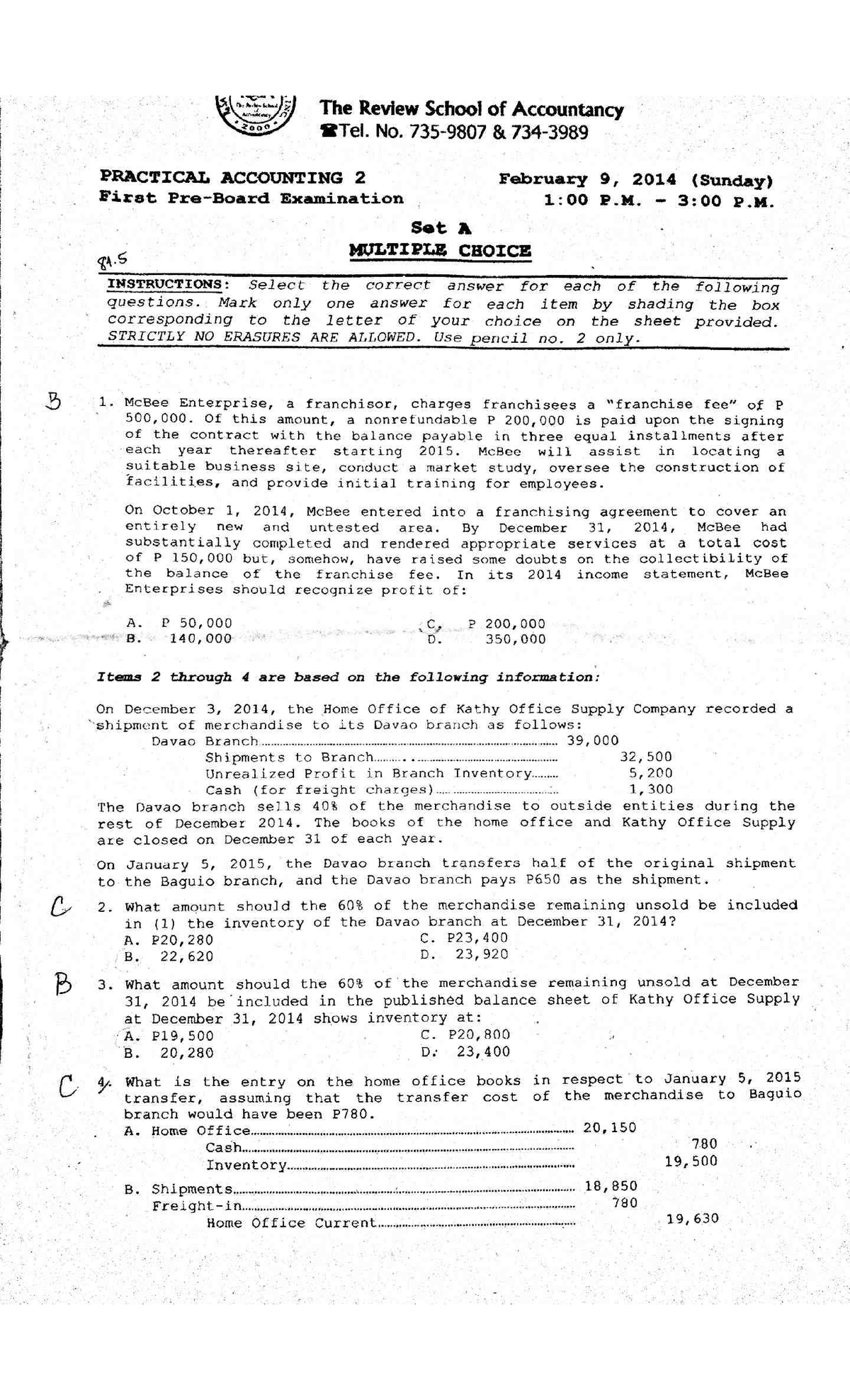 Resa p2 1st preboard - Accountancy - Studocu