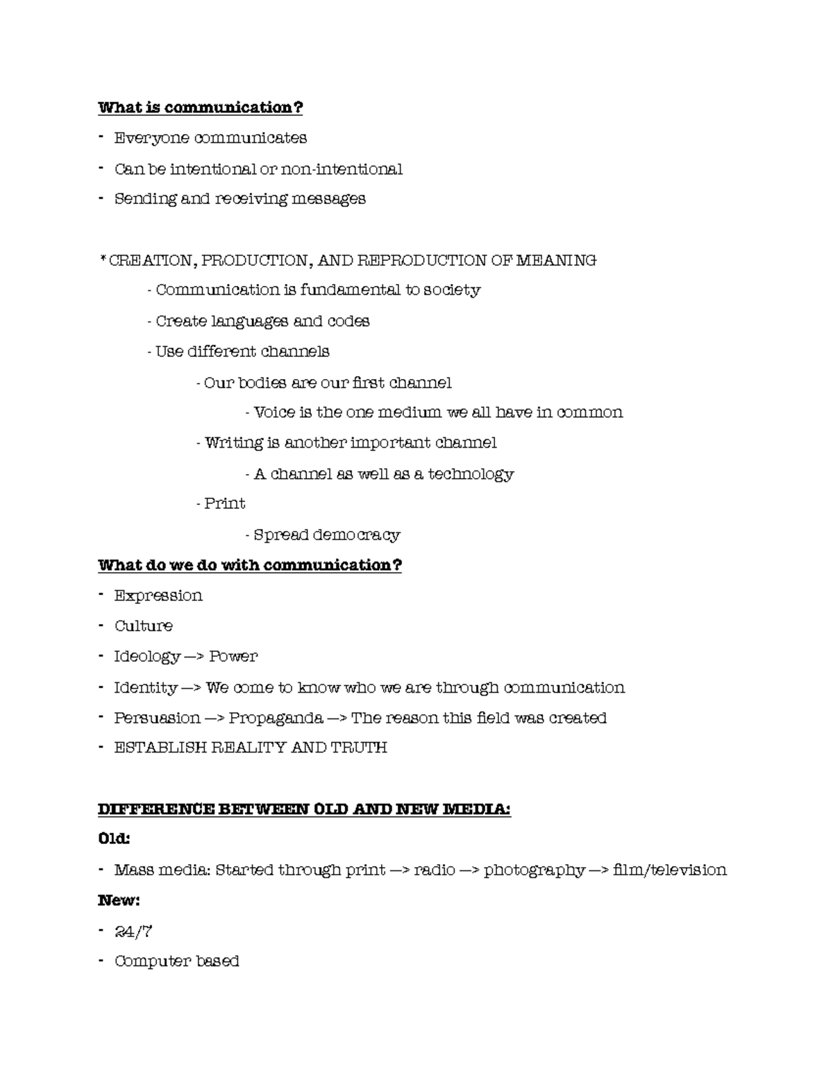 Comm and New Media - Lectures 1-2 - What is communication? - Everyone ...