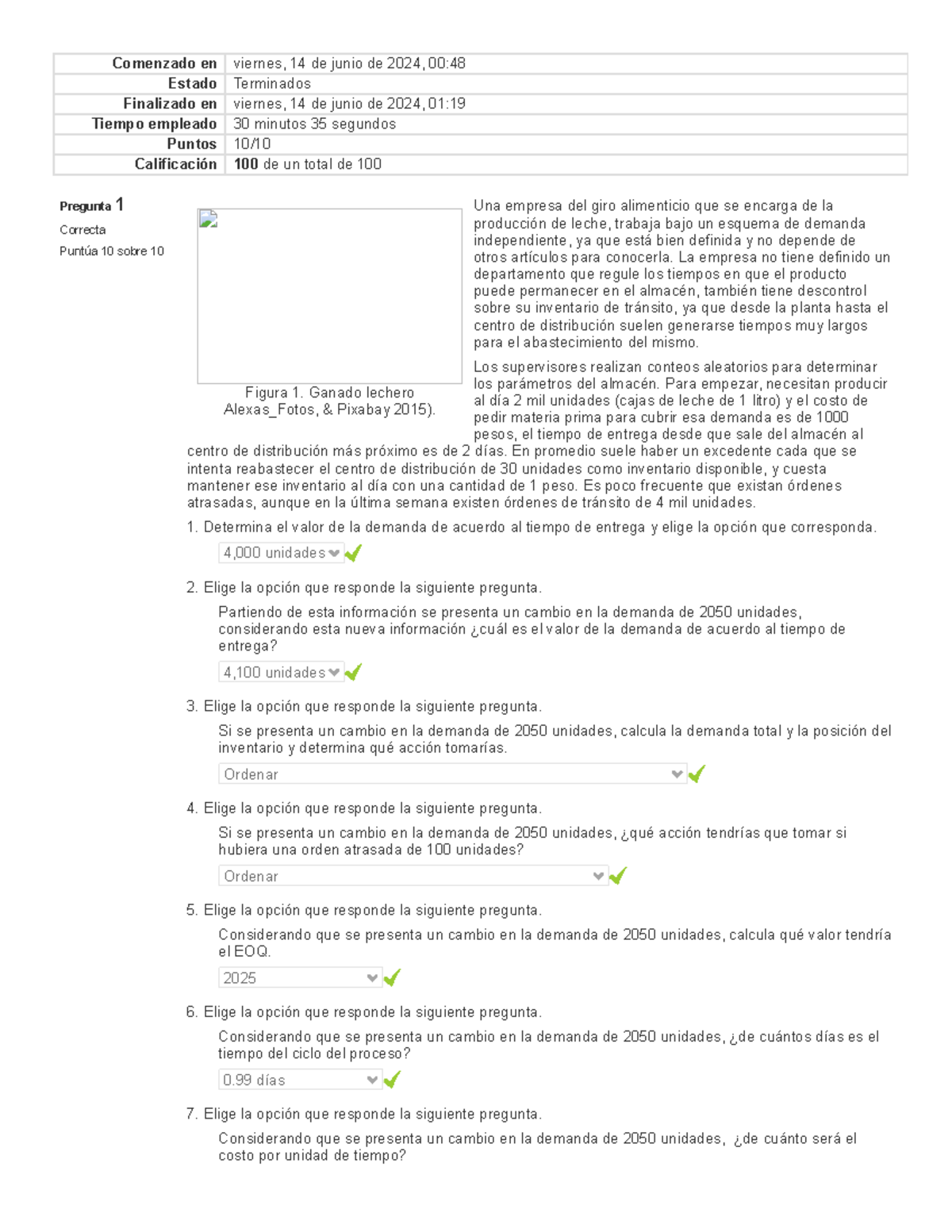 EA3. Solución de problemas de reorden - Pregunta 1 Correcta Puntúa 10 ...