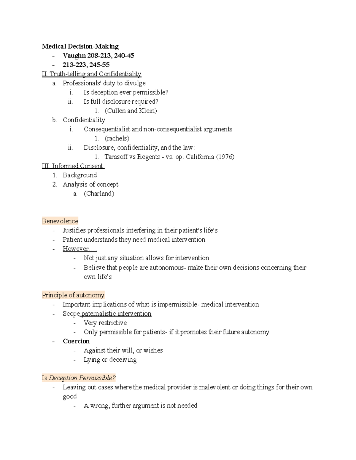 Medical Decision Making - Medical Decision-Making - Vaughn 208-213, 240 ...