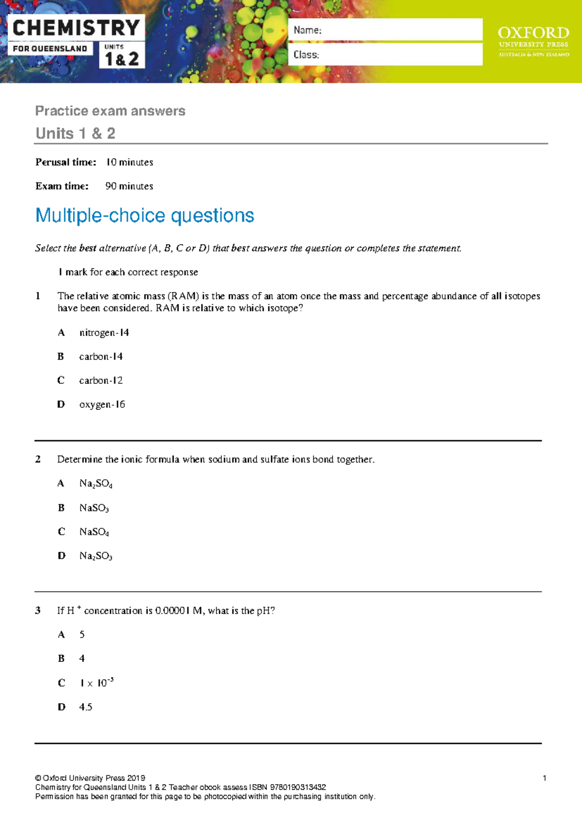 CFQ Unit 1&2 Practice exam - Practice exam answers Units 1 & 2 Perusal ...
