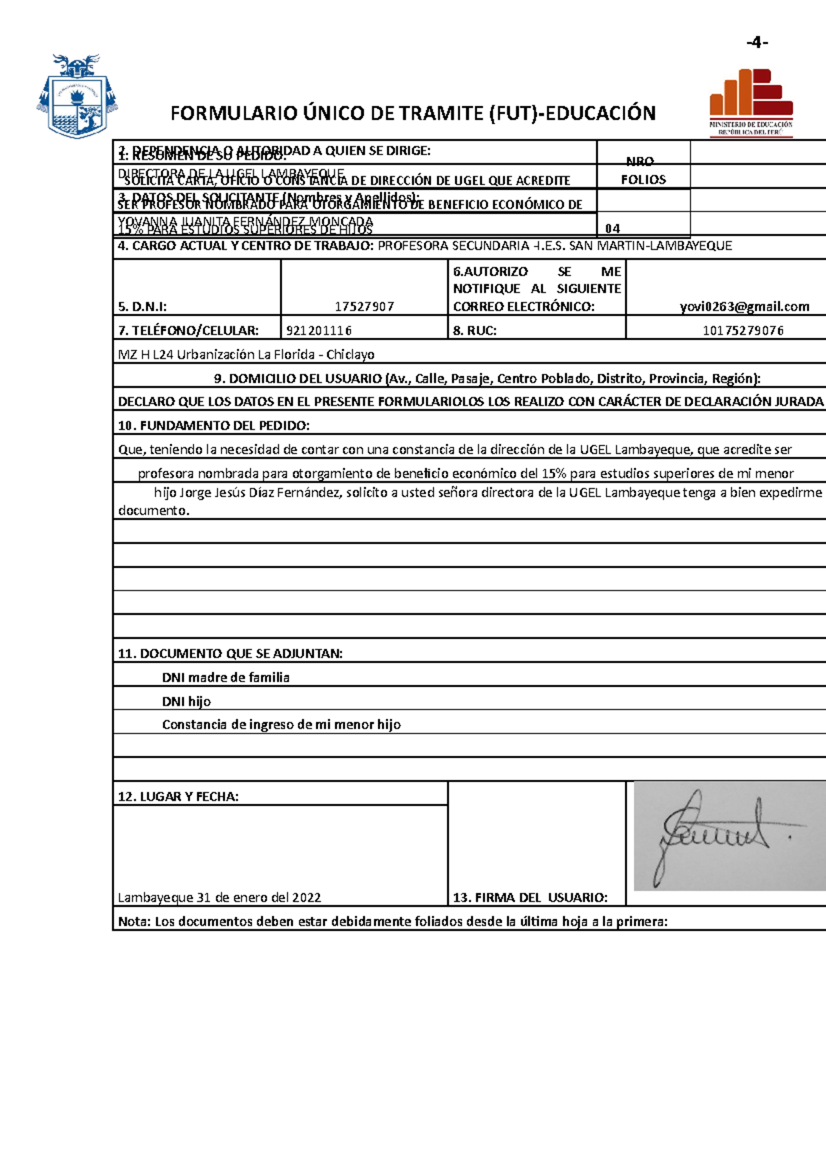 1.- FUT - HNADA -4- FORMULARIO ÚNICO DE TRAMITE (FUT)-EDUCACIÓN 2 ...