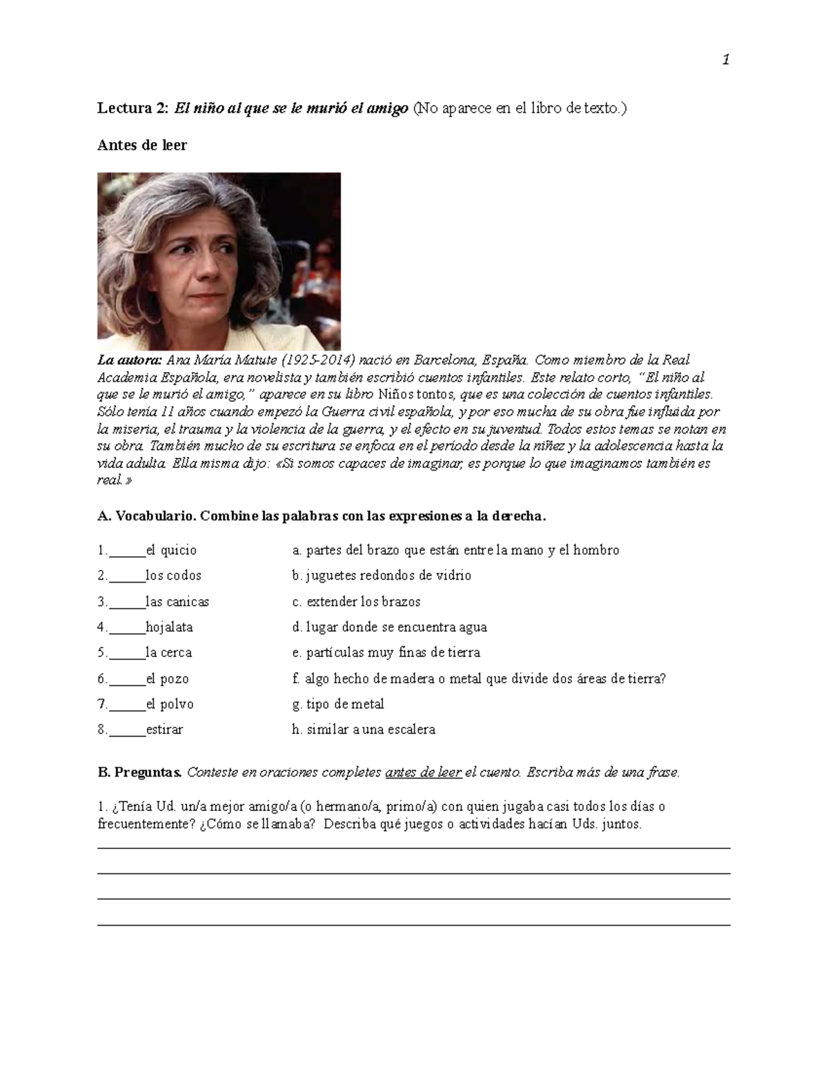 Lectura 2, El niño al que se le murió el amigo-2 - 1 Lectura 2: El niño ...