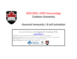 Innate Immunity lec 3 - BIOC/BIOL 4200 Immunology Carleton University ...