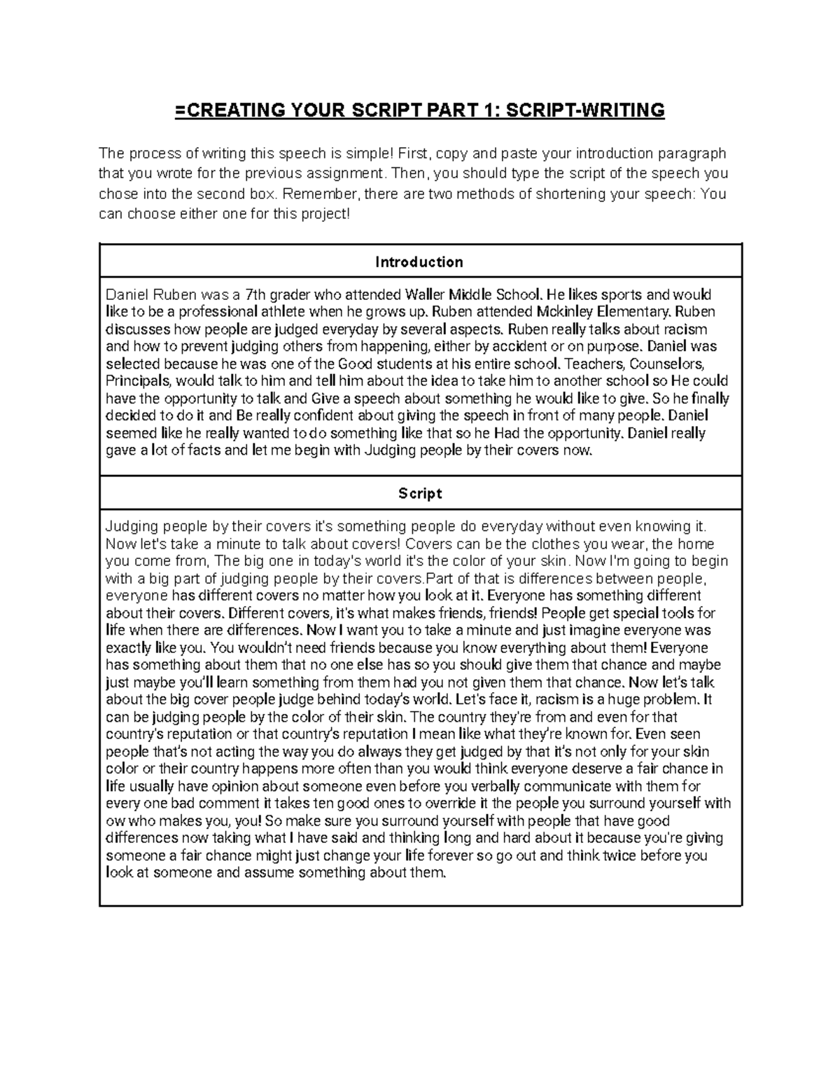 Declamation Script Writing Creating Your Script Part 1 Script Writing The Process Of Writing