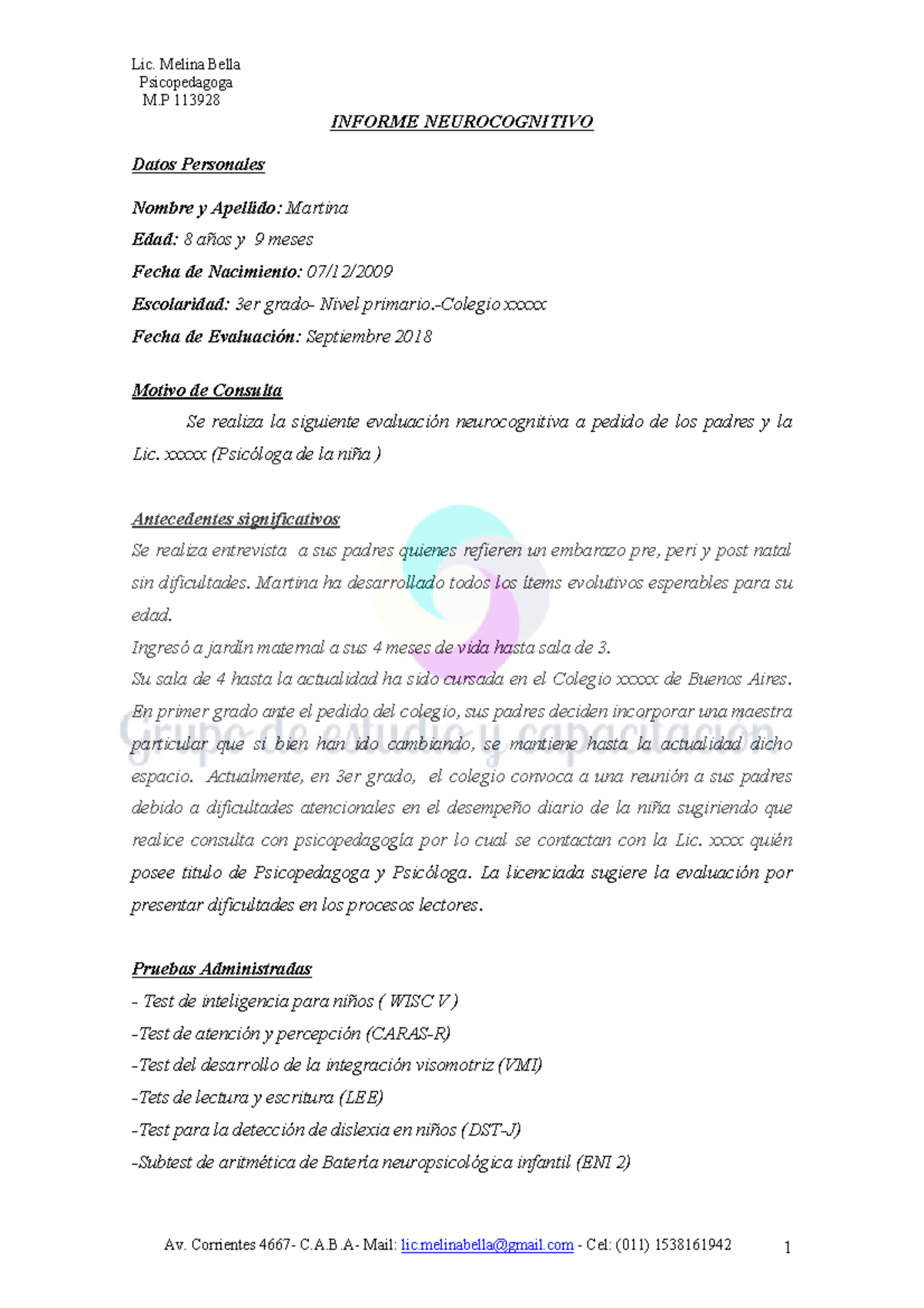 Informe Dislexia-watermark - Psicopedagoga M 113928 INFORME ...