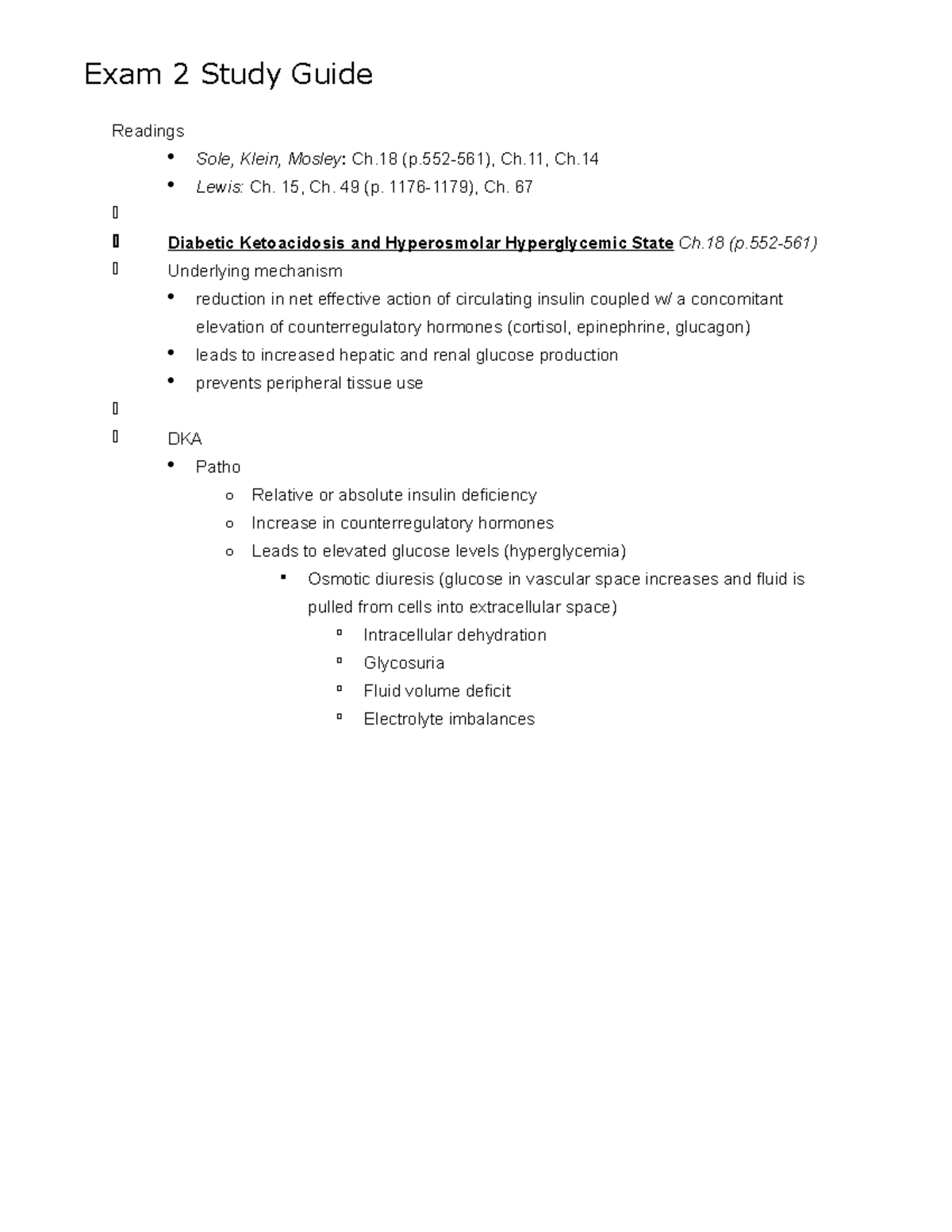 Exam 2 Study Guide - Exam 2 Study Guide Readings Sole, Klein, Mosley ...