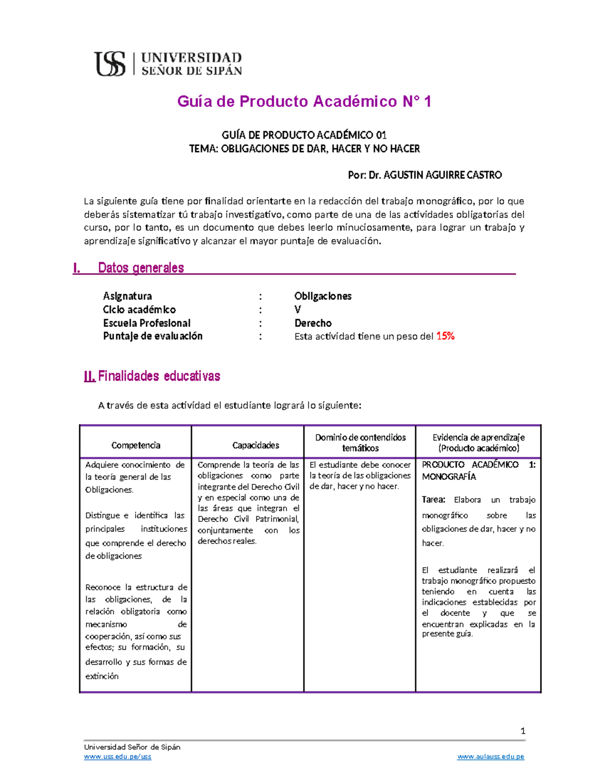 Guía de Producto Académico 1 - Guía de Producto Académico N° 1 GUÍA DE PRODUCTO ACADÉMICO 01 ...