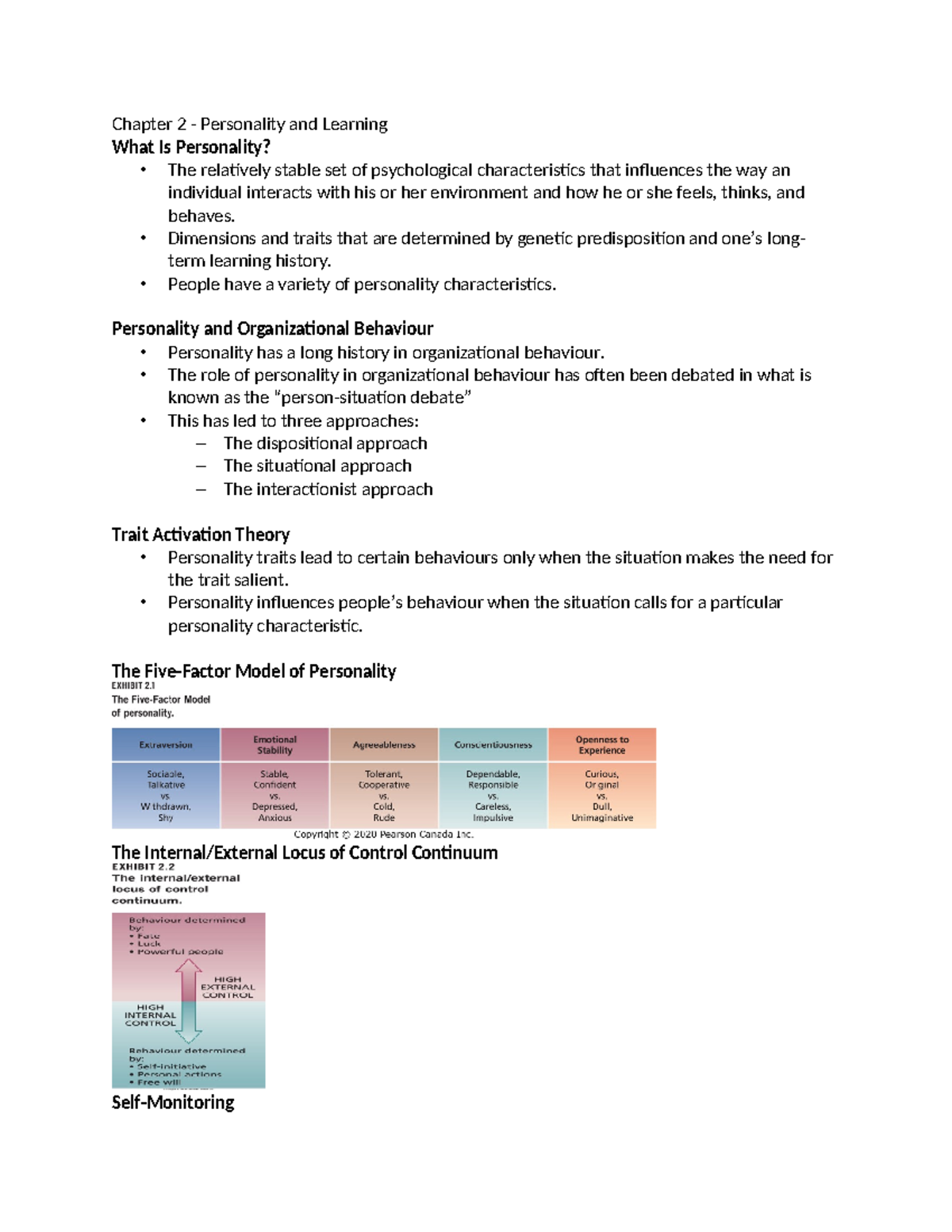 Chapter 2 - notes - Chapter 2 - Personality and Learning What Is ...