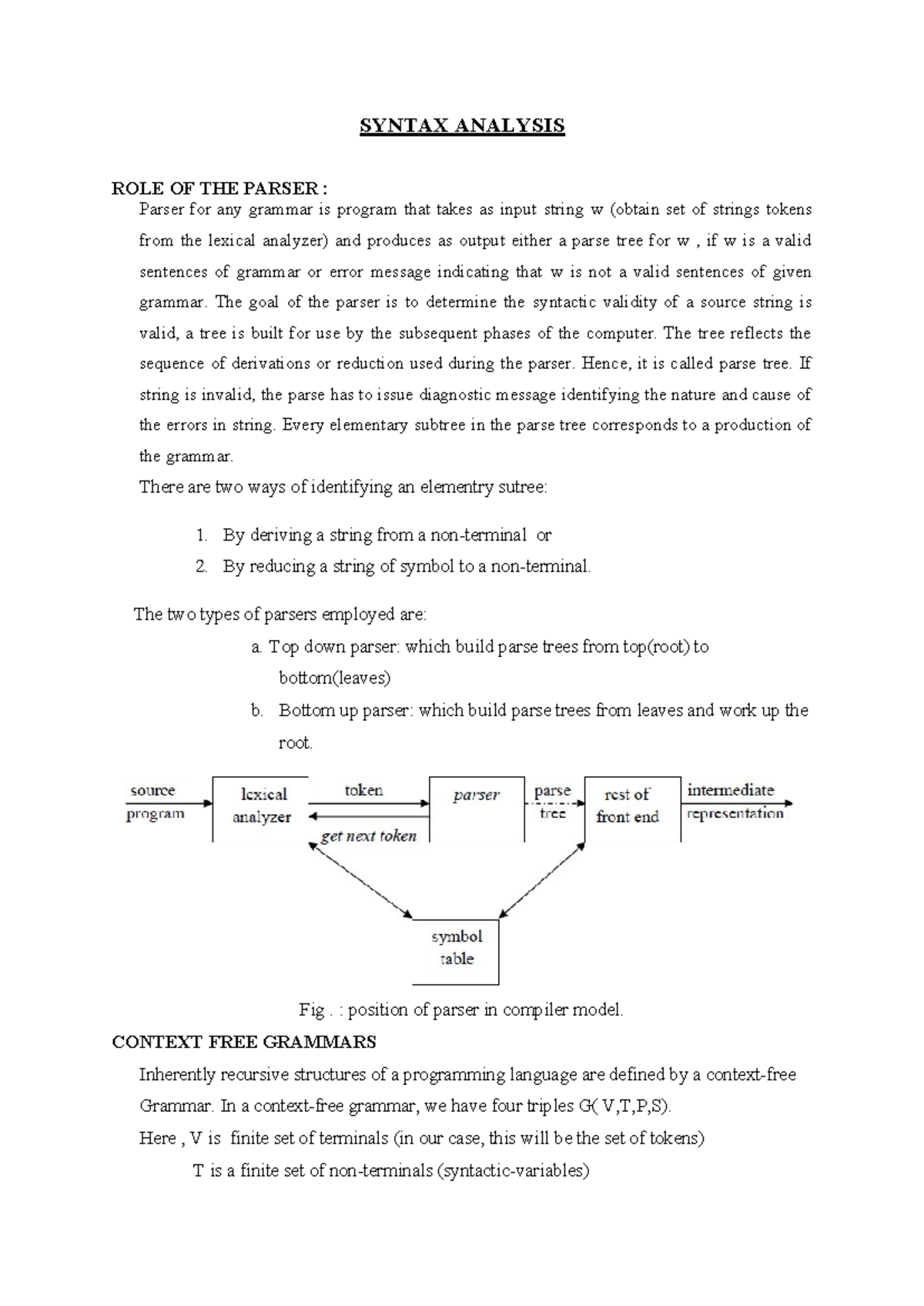 Unit -2 - best and easy notes to refer for learning - SYNTAX ANALYSIS ...