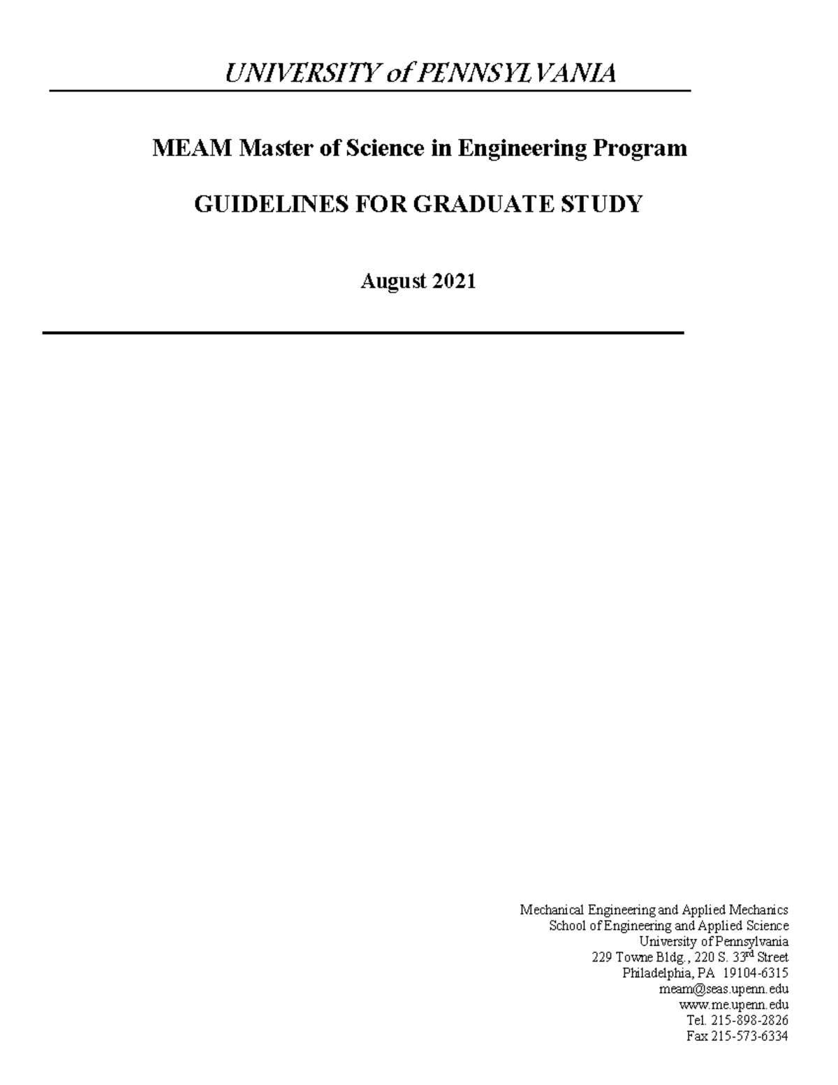 2021 MSE Guidelines Final 070121 - UNIVERSITY of PENNSYLVANIA MEAM ...