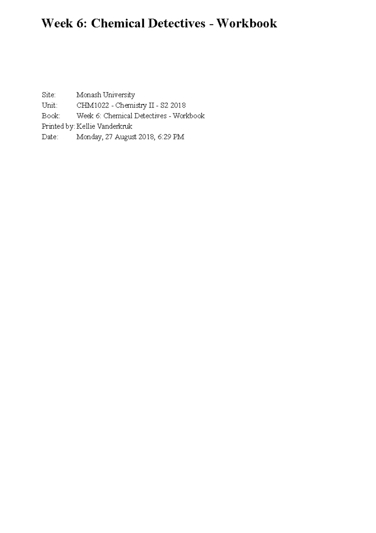 Week 6 Chemical Detectives - Workbook - Week 6: Chemical Detectives ...