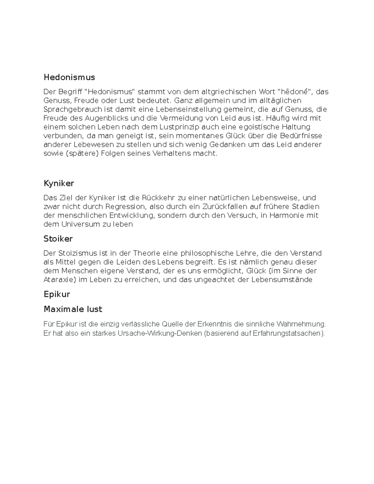 Hedonismus - Hedonismus Der Begriff "Hedonismus" stammt von dem ...