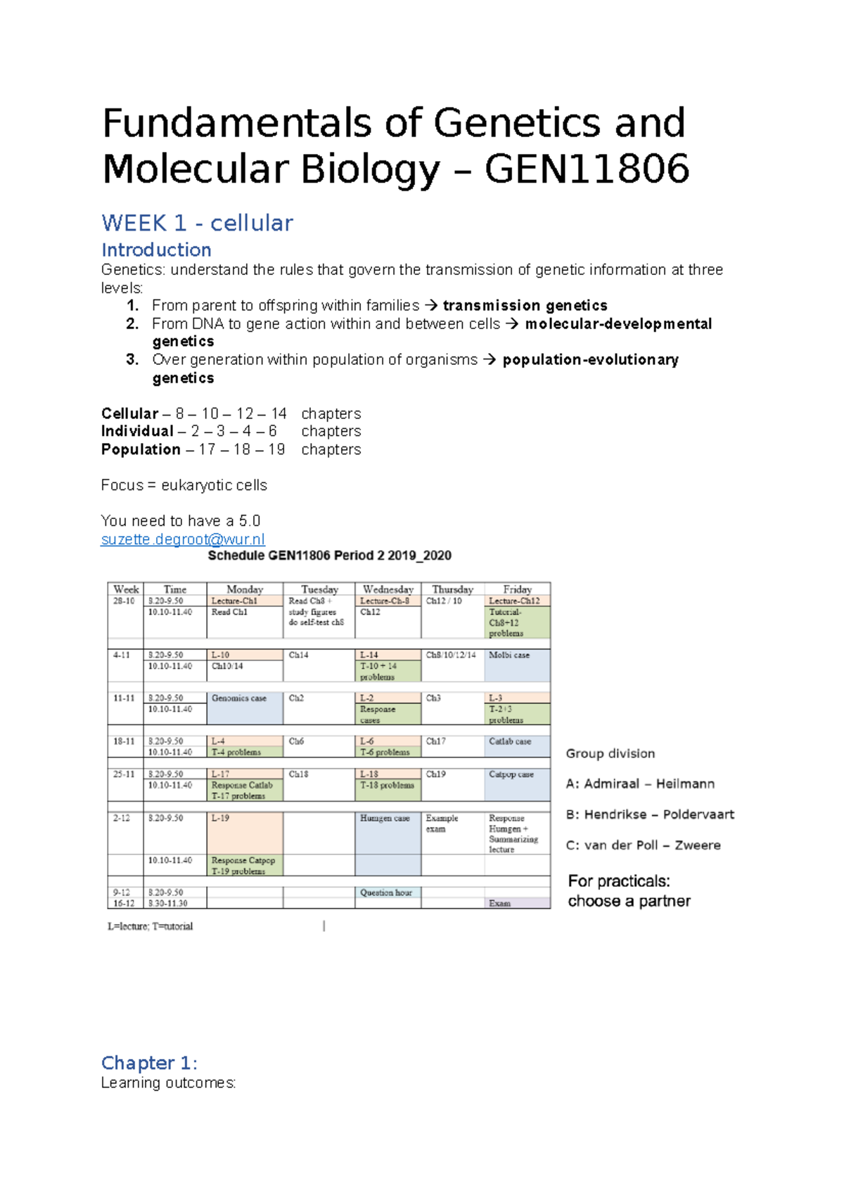 Genetics lectures - College-aantekeningen all - Fundamentals of ...