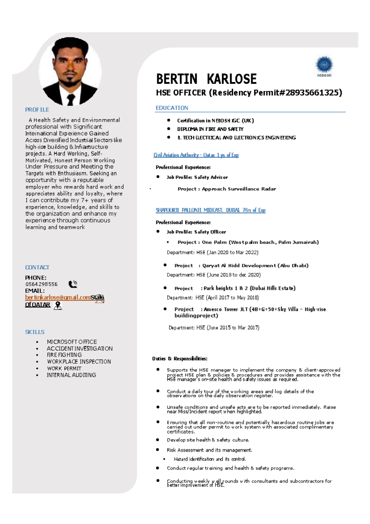 Bertin Karlose V1 - Master of Commerce - PROFILE A Health Safety and ...