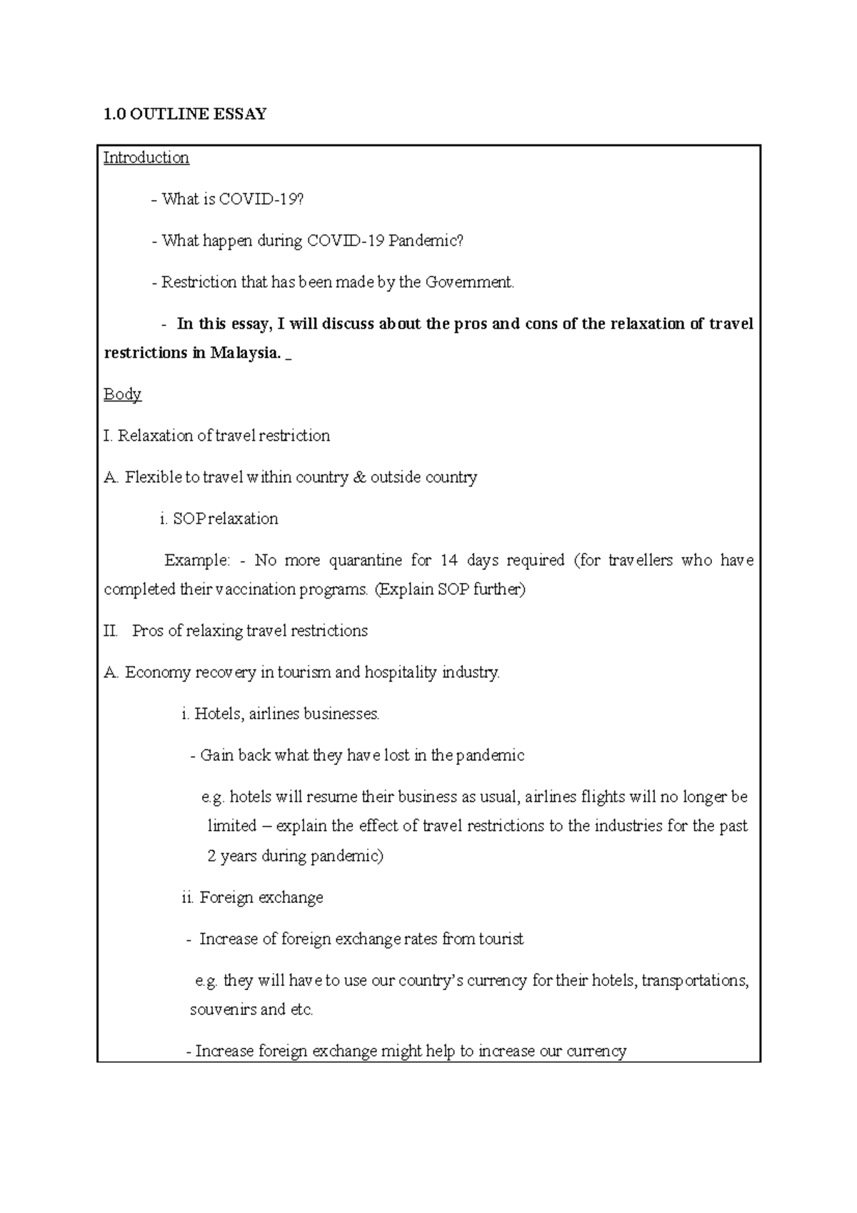 English for Written Communication Completed - 1 OUTLINE ESSAY ...