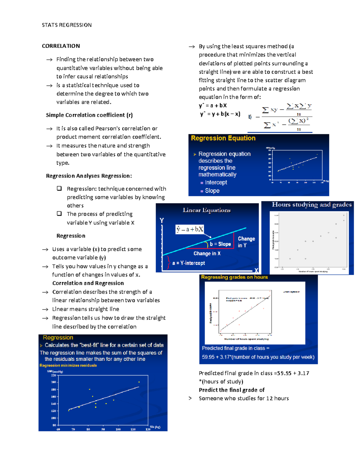 Regression Notesppt Stats Regression Correlation → Finding The Relationship Between Two