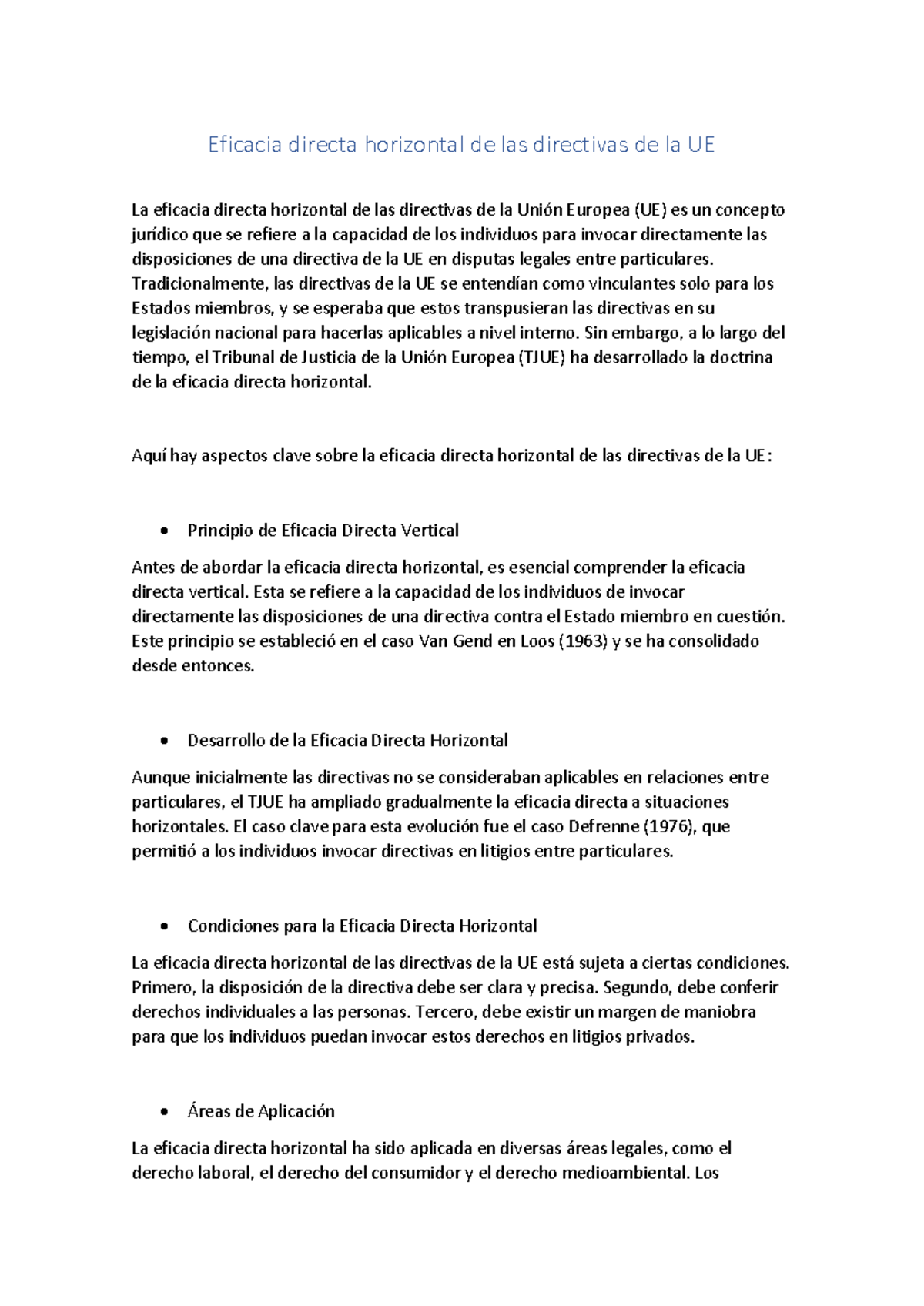 Eficacia directa horizontal de las directivas de la UE ...