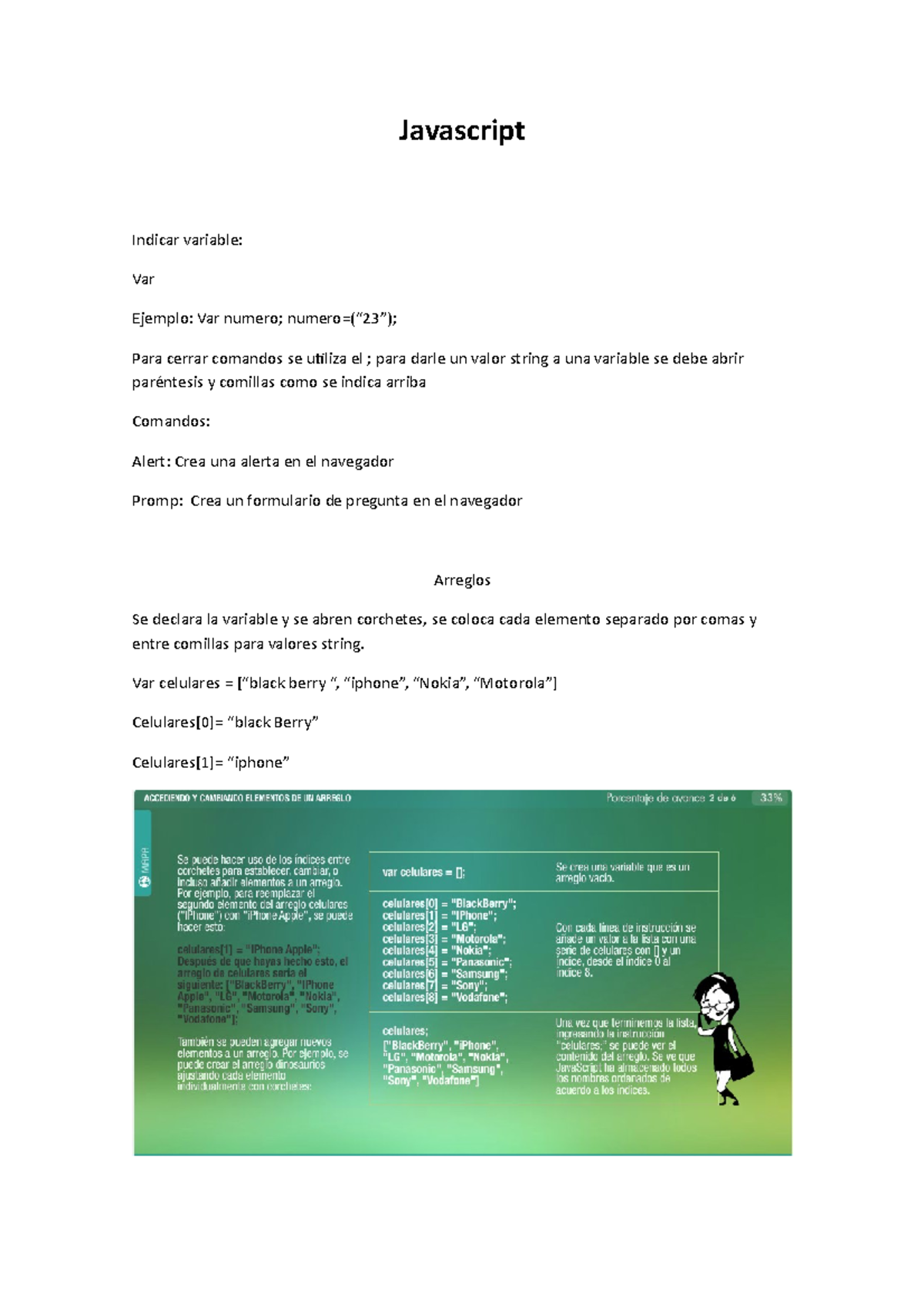 Programación - Resumen Informática Basica - Javascript Indicar variable ...