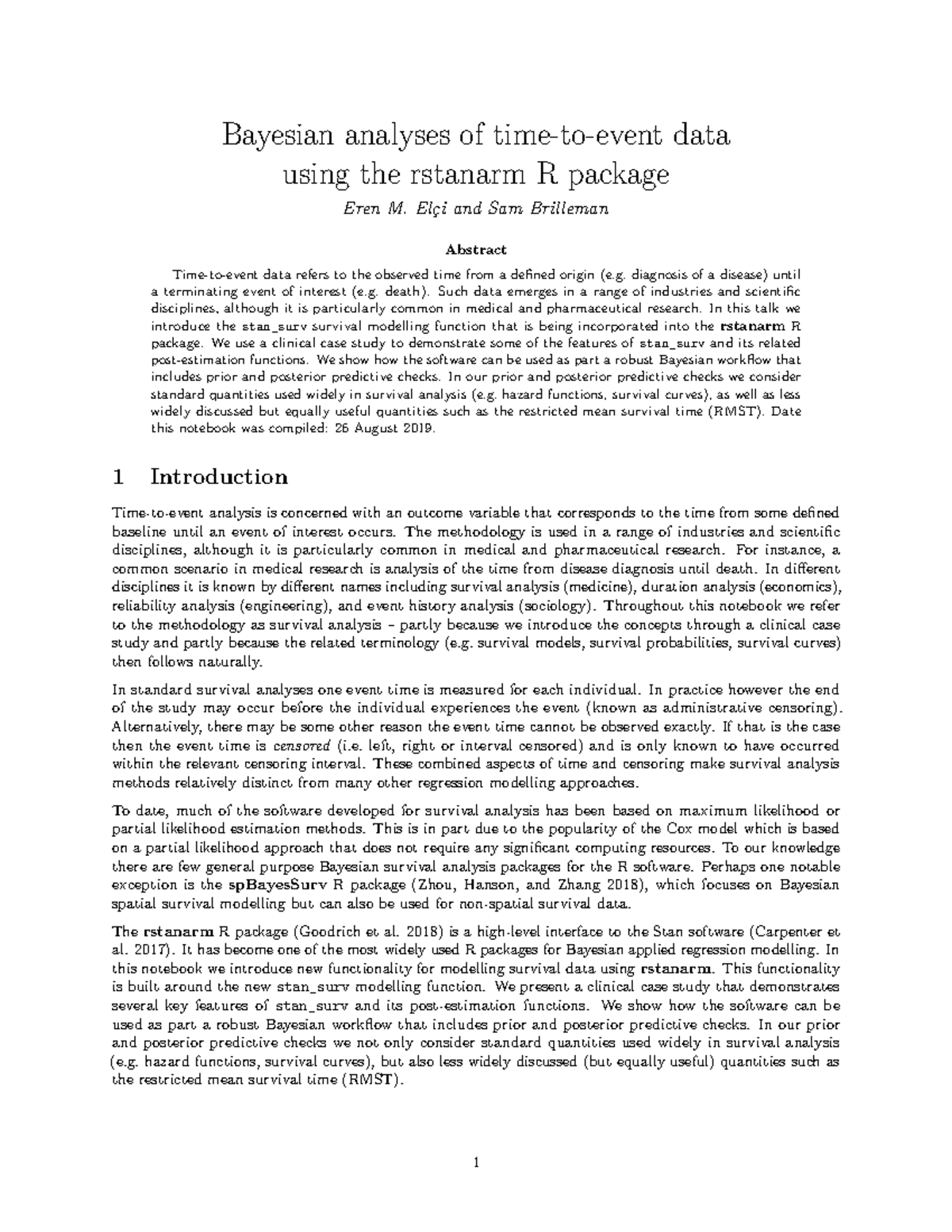 Survmodelsrstanarm eren - Bayesian analyses of time-to-event data using ...