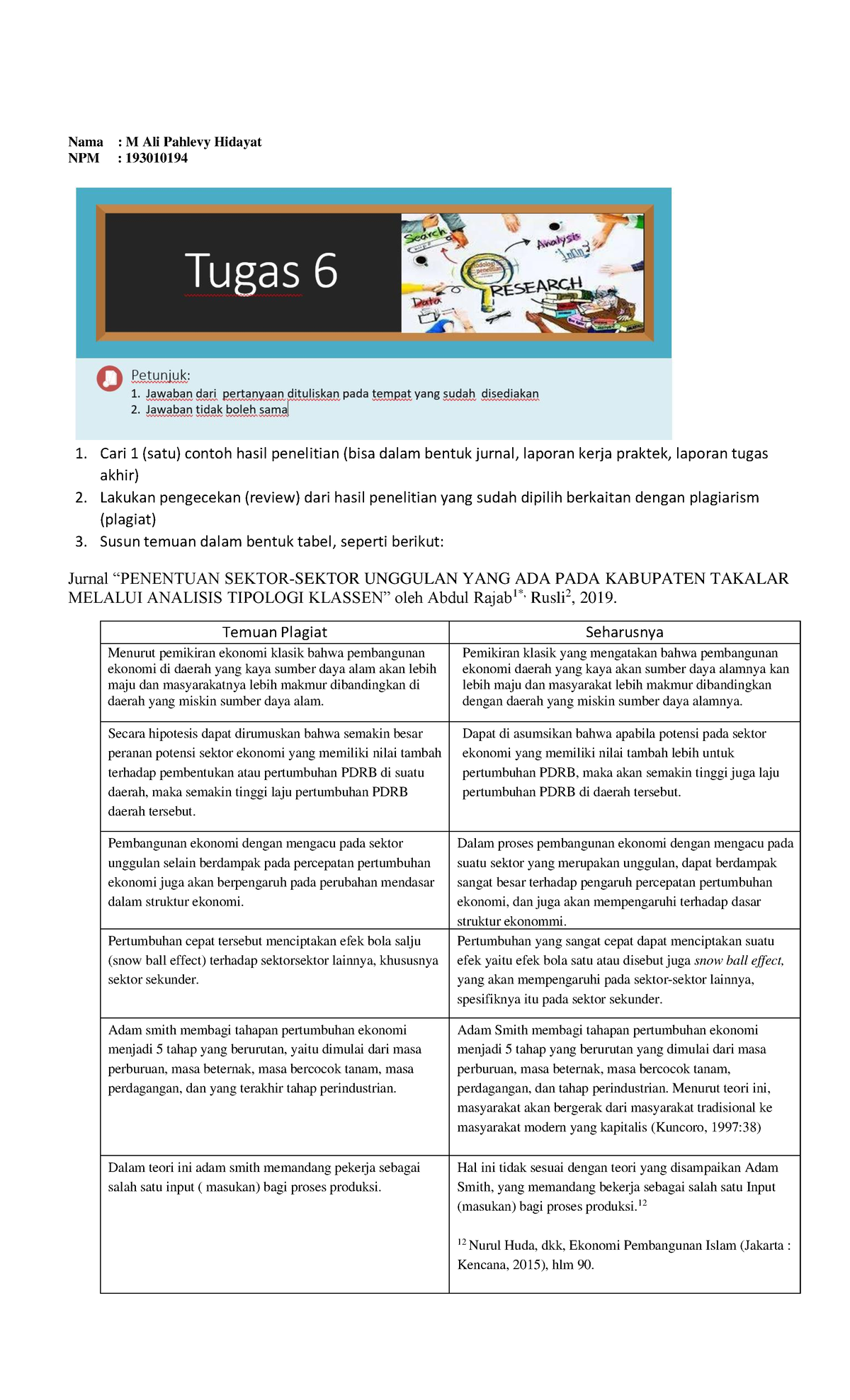 Tugas 6 Metode Penelitian dan Komunikasi Ilmiah - Nama : M Ali Pahlevy Hidayat NPM : 193010194 1 ...