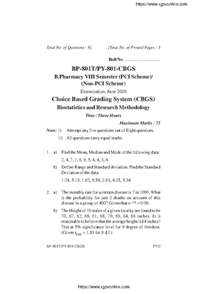 BRM 1 - Biostatistics And Research Methodology - Studocu