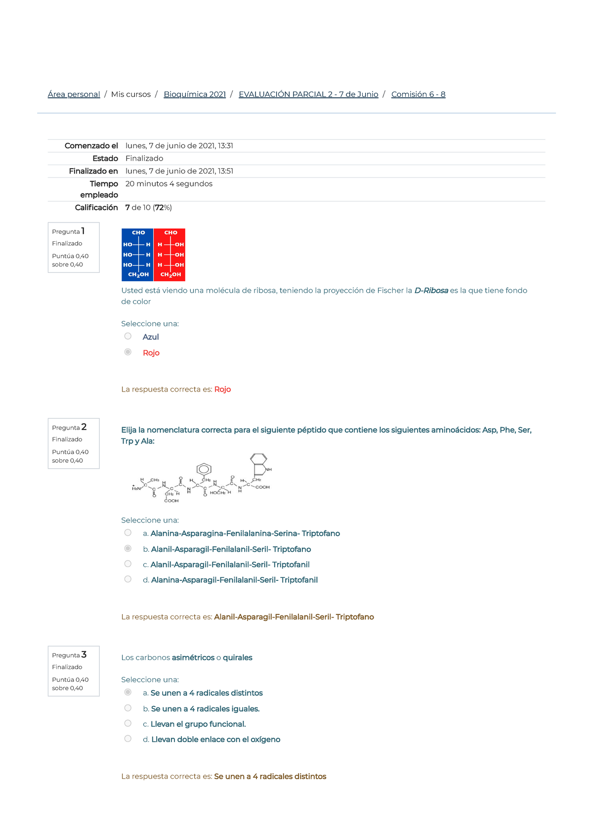 Comisión 6 examen final - Área personal / Mis cursos / Bioquímica 2021 / EVALUACIÓN PARCIAL 2 ...