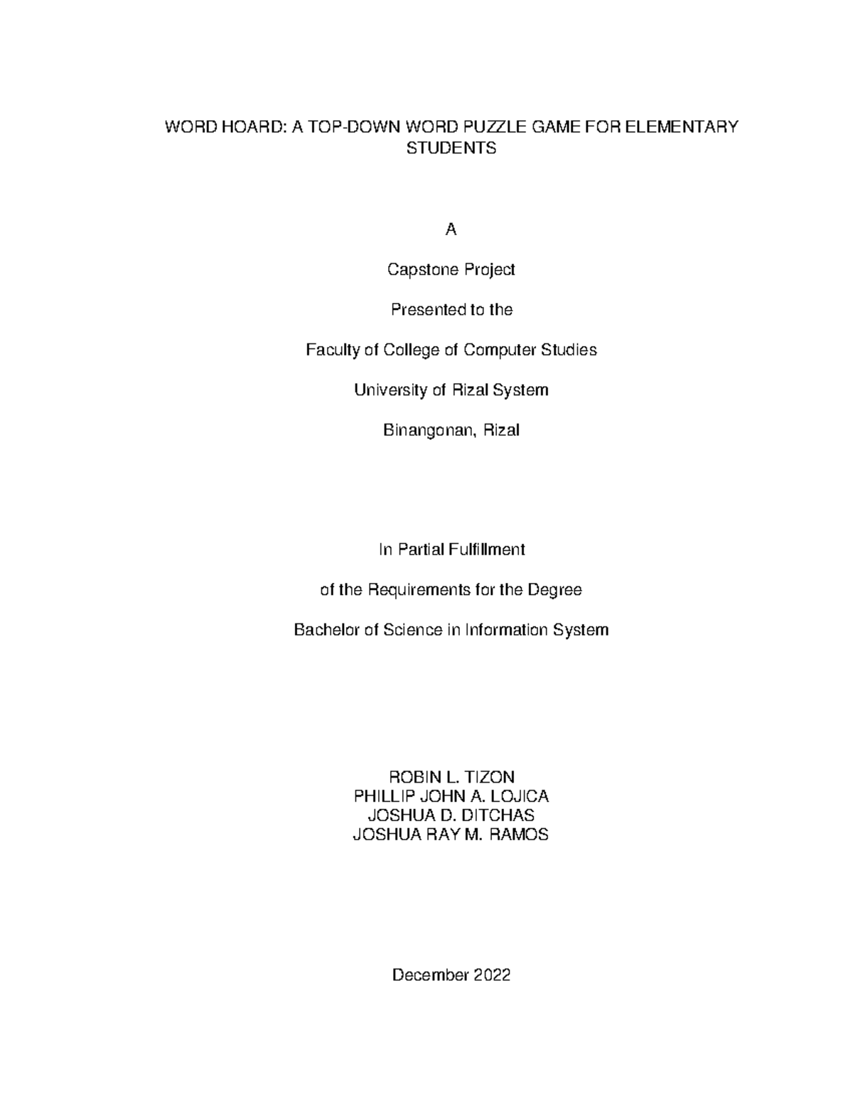 WORD Hoard Manuscript 1 - WORD HOARD: A TOP-DOWN WORD PUZZLE GAME FOR ...