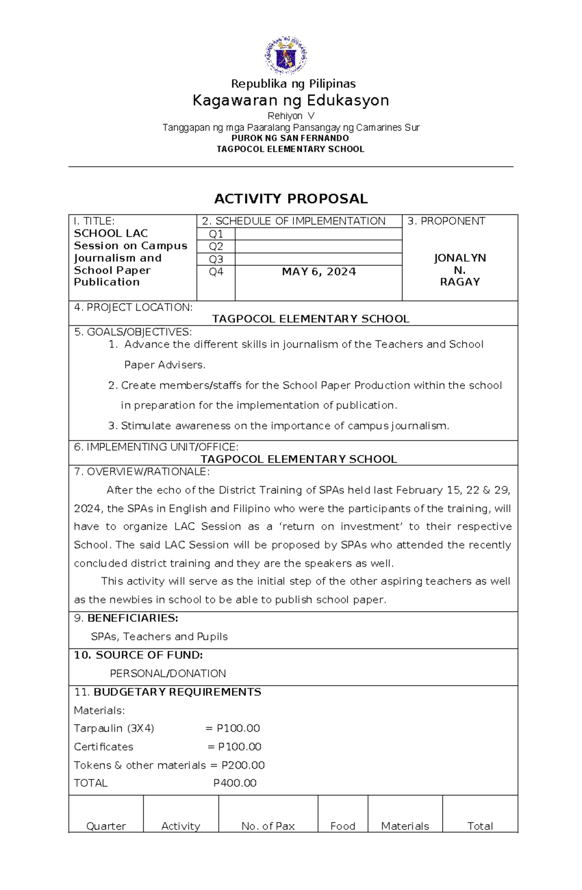 School LAC Session Campus Journalism - Republika ng Pilipinas Kagawaran ...