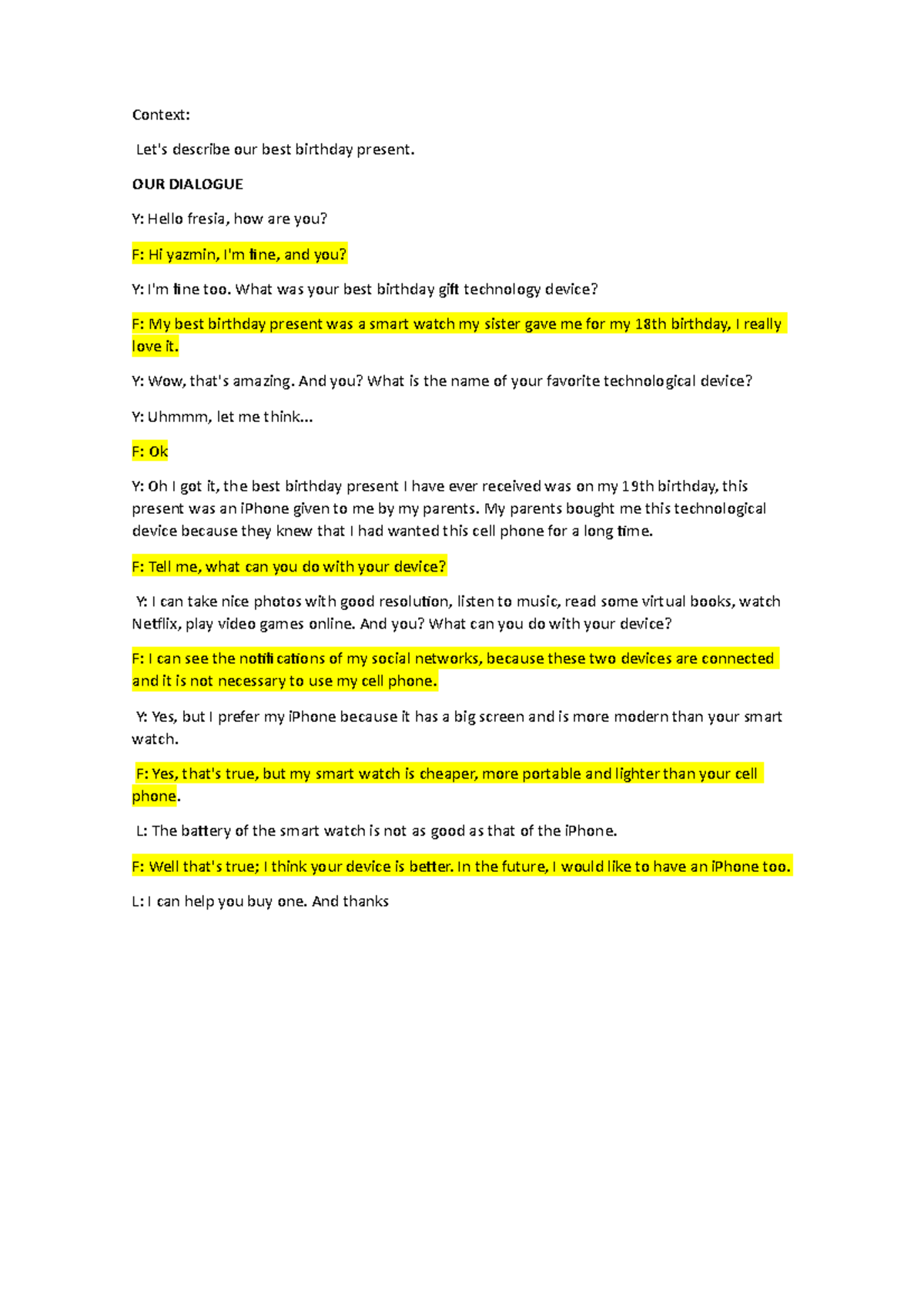 MY BEST Birthday GIFT dialogo semana 13 ingles 3 - Context: Let's ...