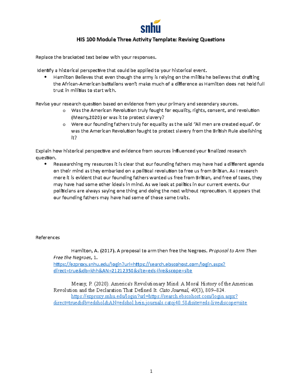HIS 100 Module Three Activity Revising Questions - HIS 100 Module Three ...