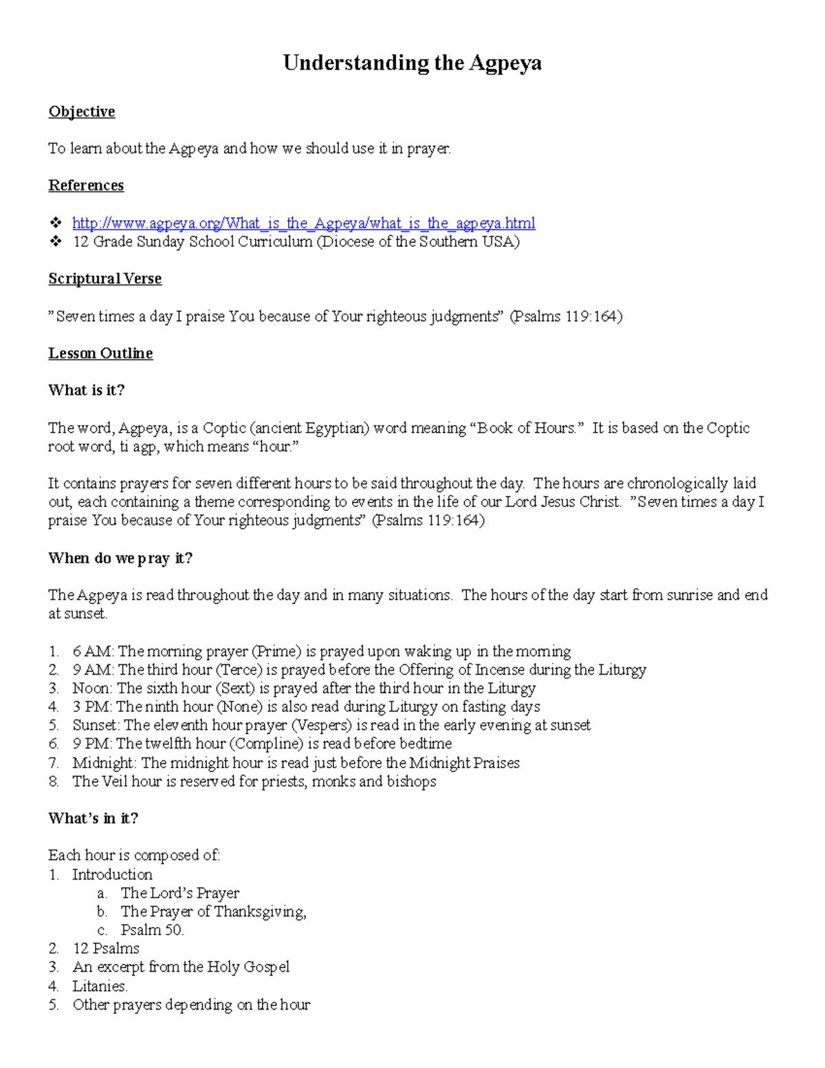 Understanding the Agpeya - Understanding the Agpeya Objective To learn ...