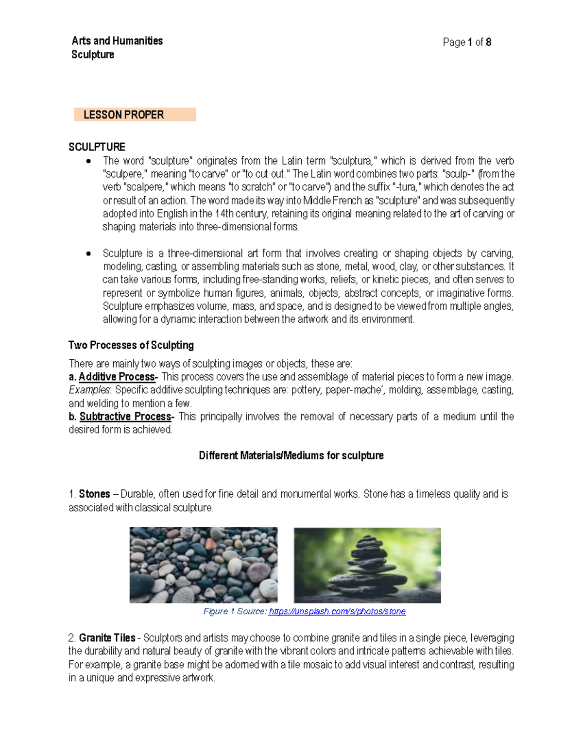 Module 9. Lesson Proper - Sculpture SCULPTURE The word "sculpture ...