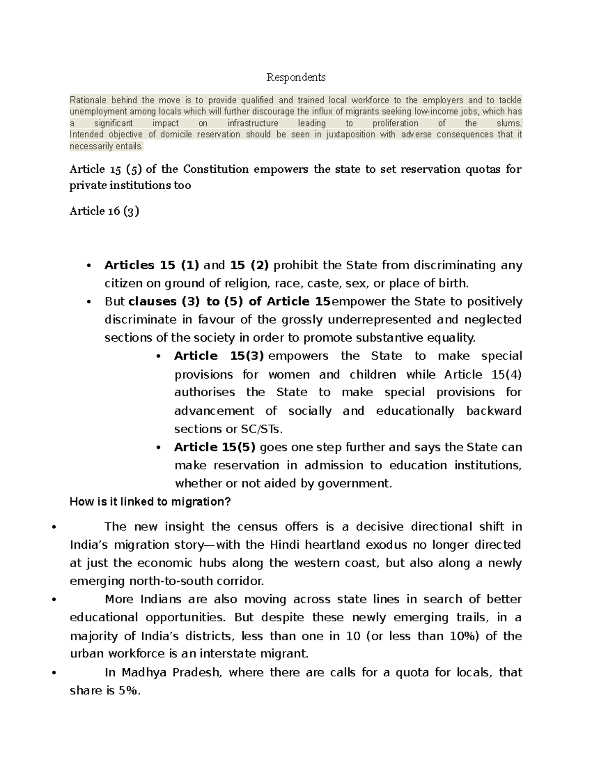 Respondents - Moot court memorials - Respondents Rationale behind the ...